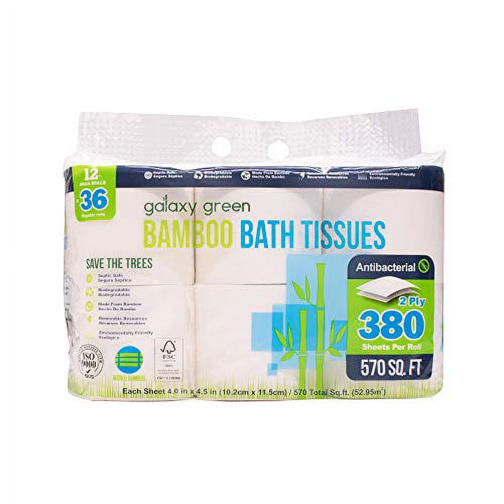 Galaxy Green Bamboo Bath Tissue Paper, 380 sheet 2 ply, 12 Count ...