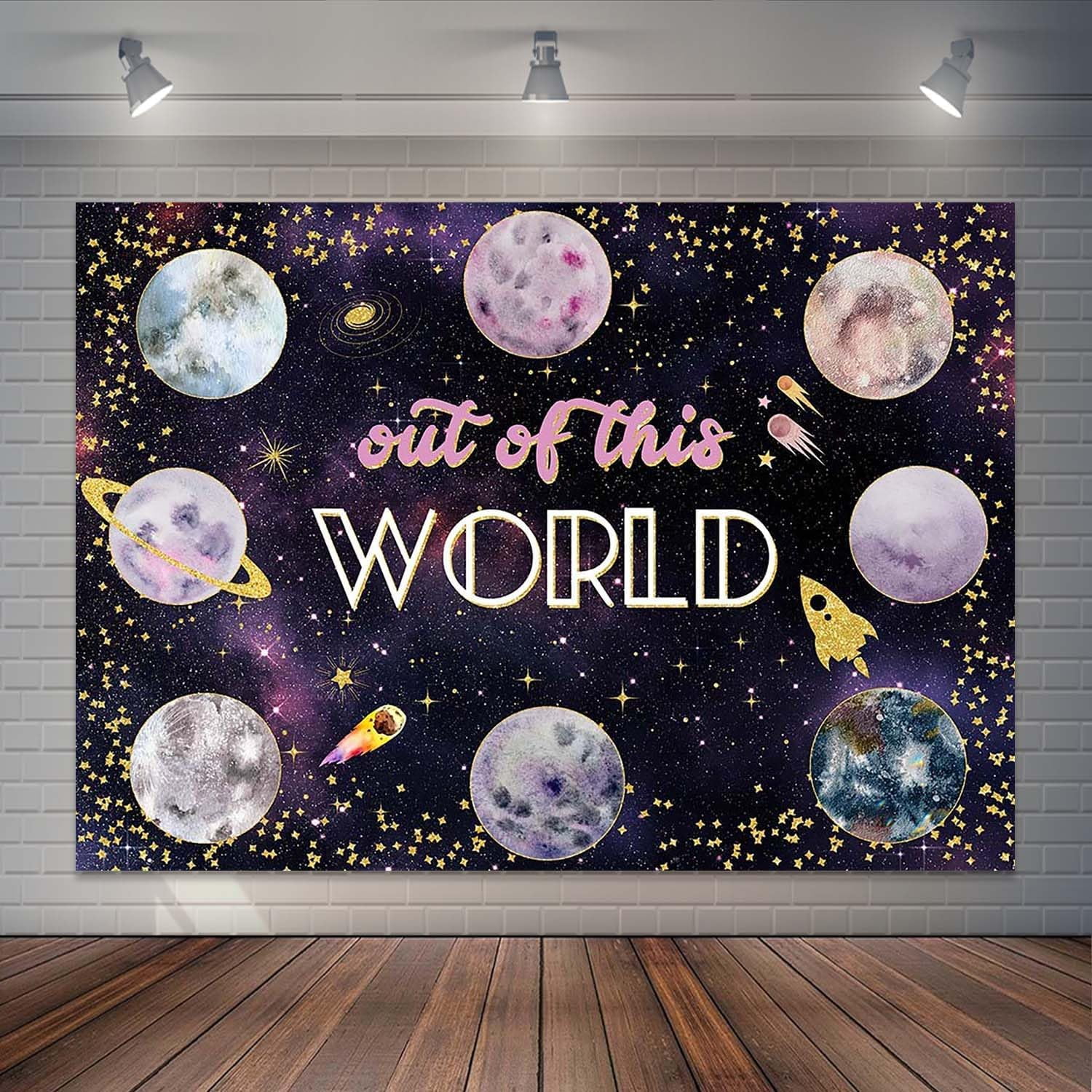 Galaxy Happy Birthday Backdrop Outer Space Galaxy Planets Party ...