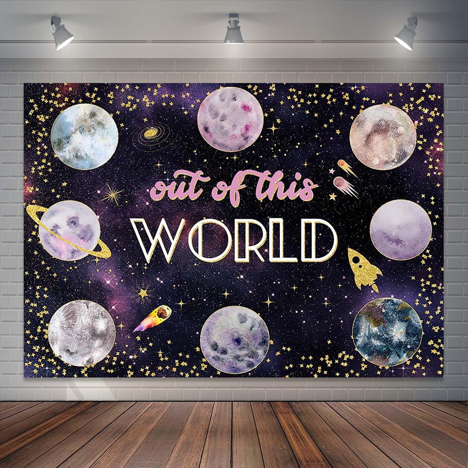 Galaxy Happy Birthday Backdrop Outer Space Galaxy Planets Party ...