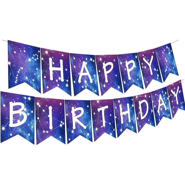 Galaxy Happy Birthday Banner for Girl - Space, Astrology Party ...