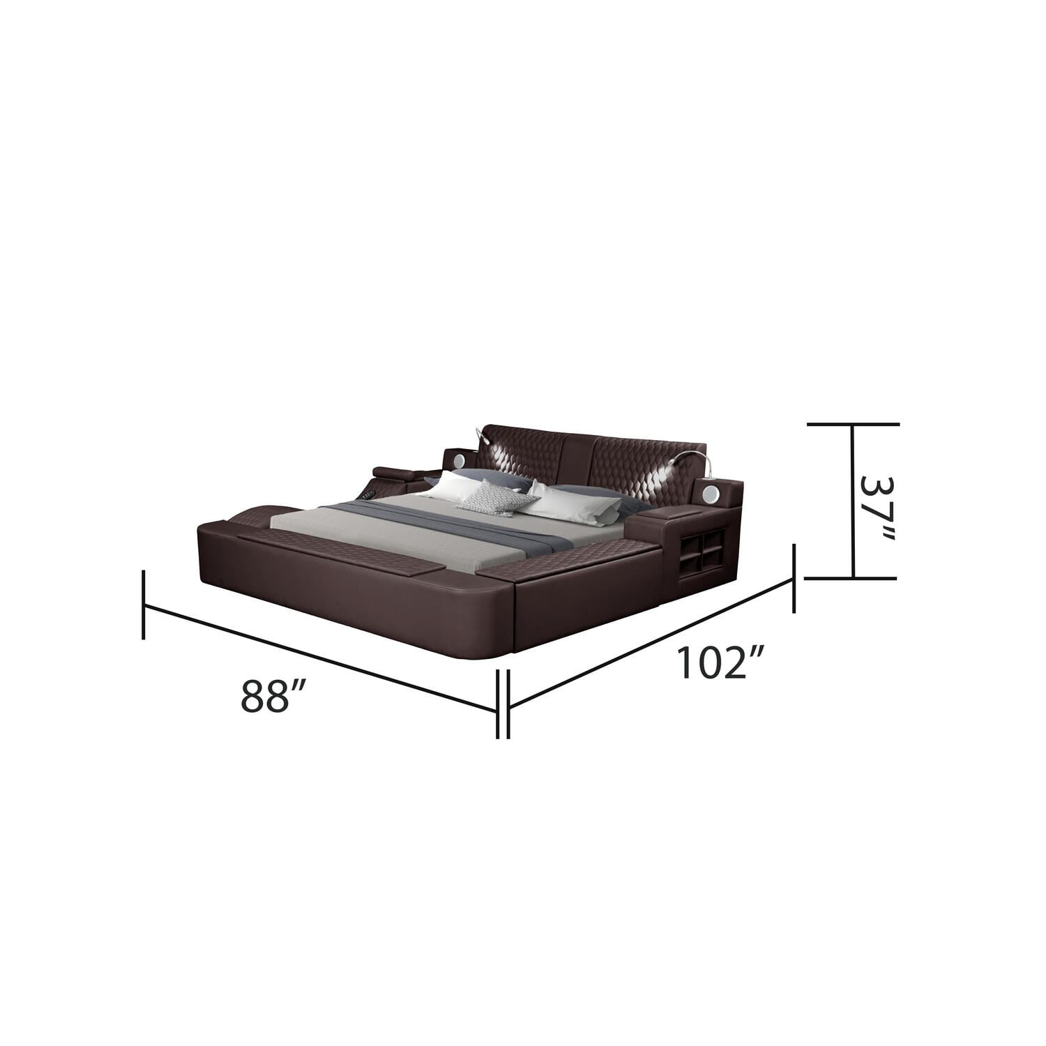Zoya Smart Multifunctional Queen Size Bed Made with Wood in Brown ...