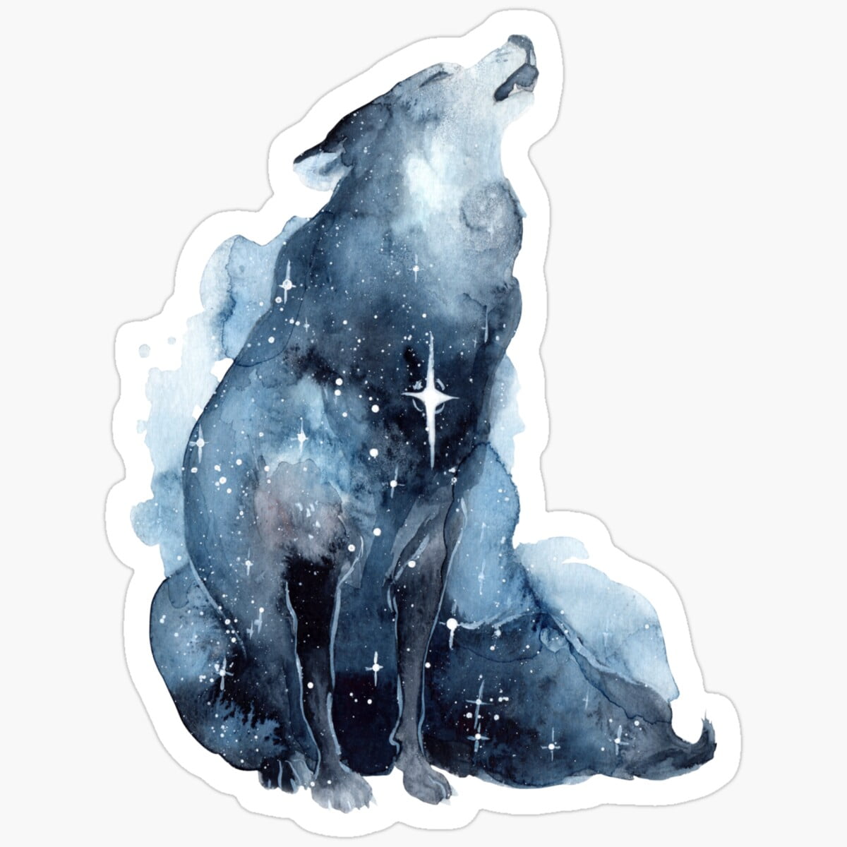 Galaxy Howling Wolf Sticker. Gift For You - Decorate Laptops, Water ...