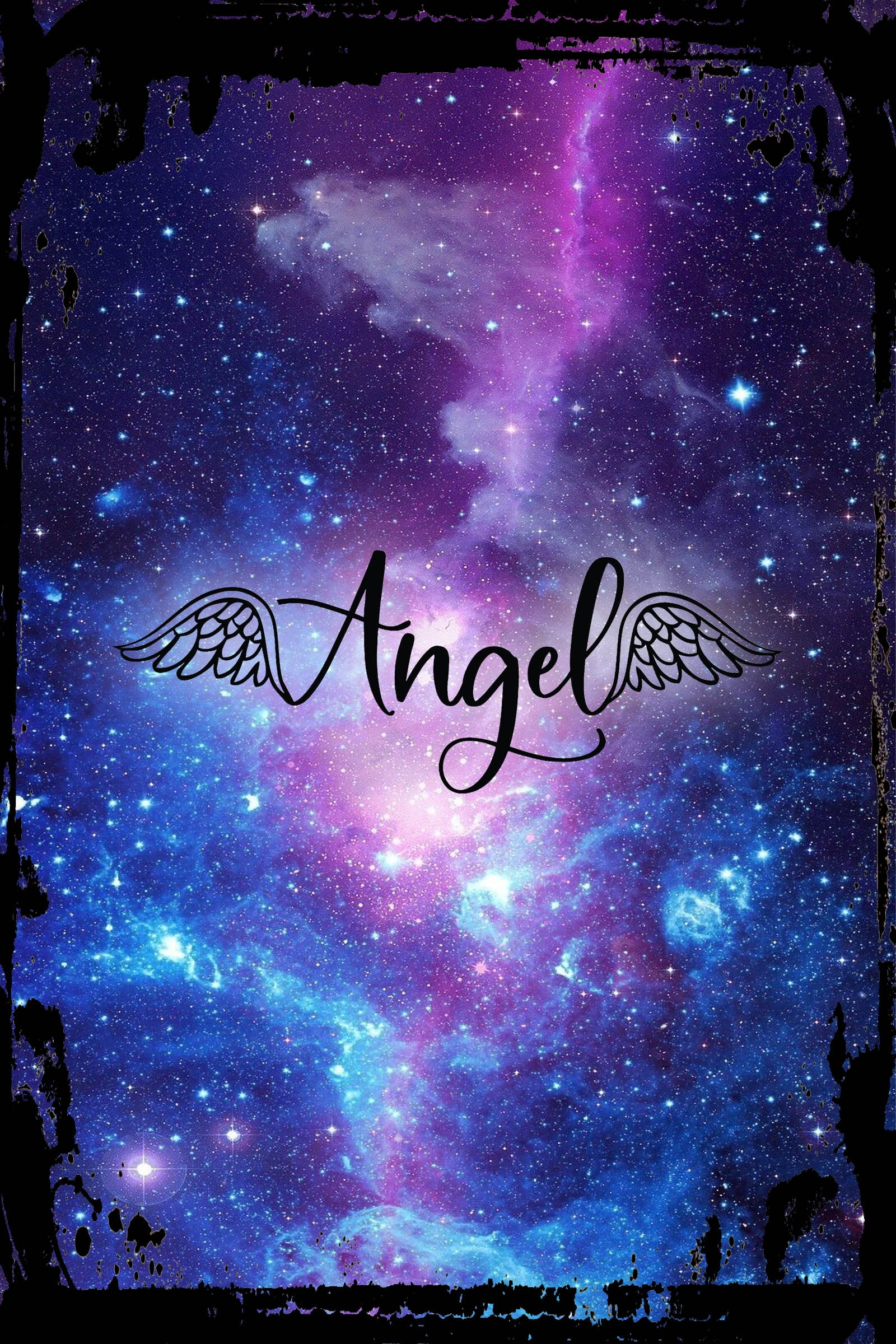 Galaxy Inspirational Wall Art Angel cursive angelwings feather ...