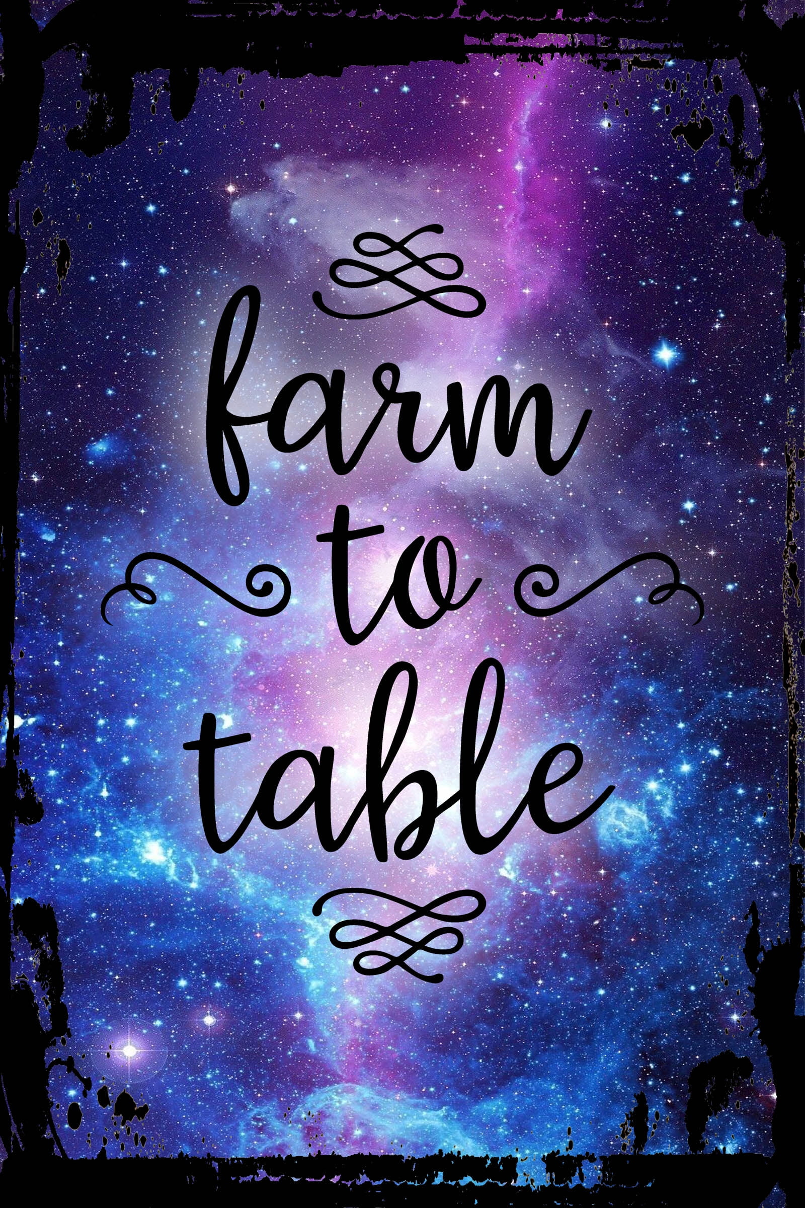 Galaxy Inspirational Wall Art Farm To Table Garden Cursive Font Tin ...