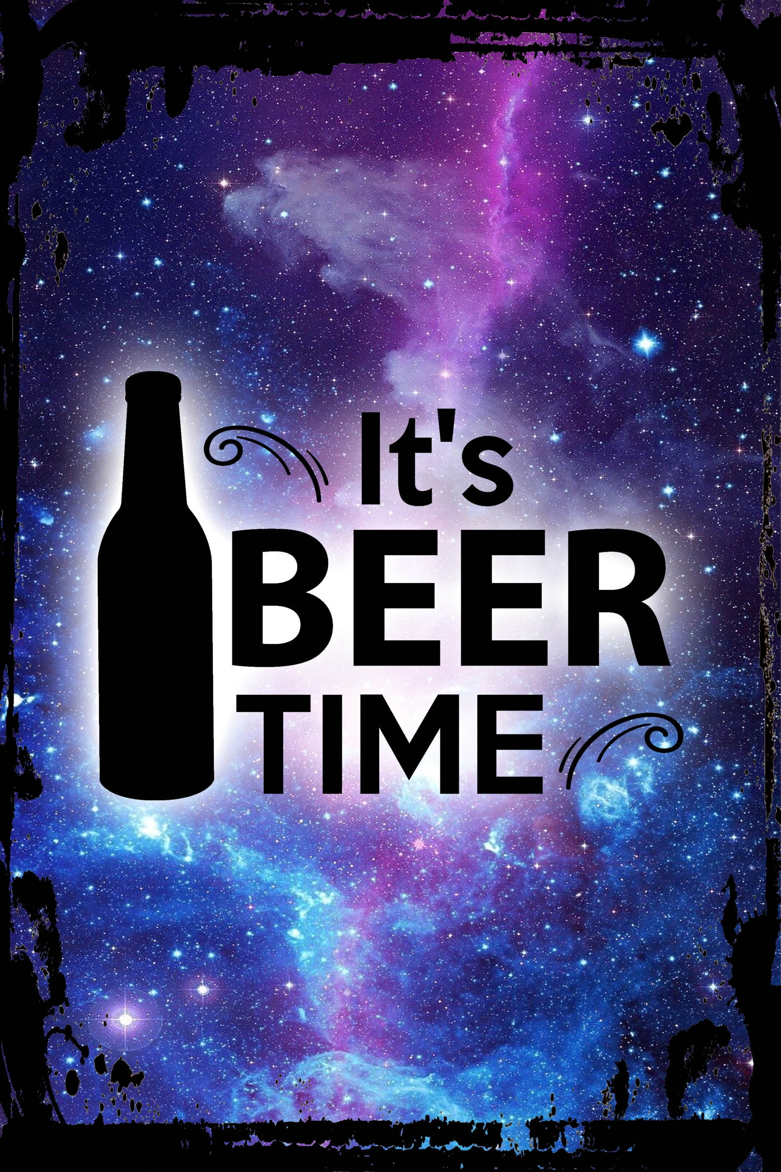 Galaxy Inspirational Wall Art Flat Canvas Wall Art Print It's Beer Time ...