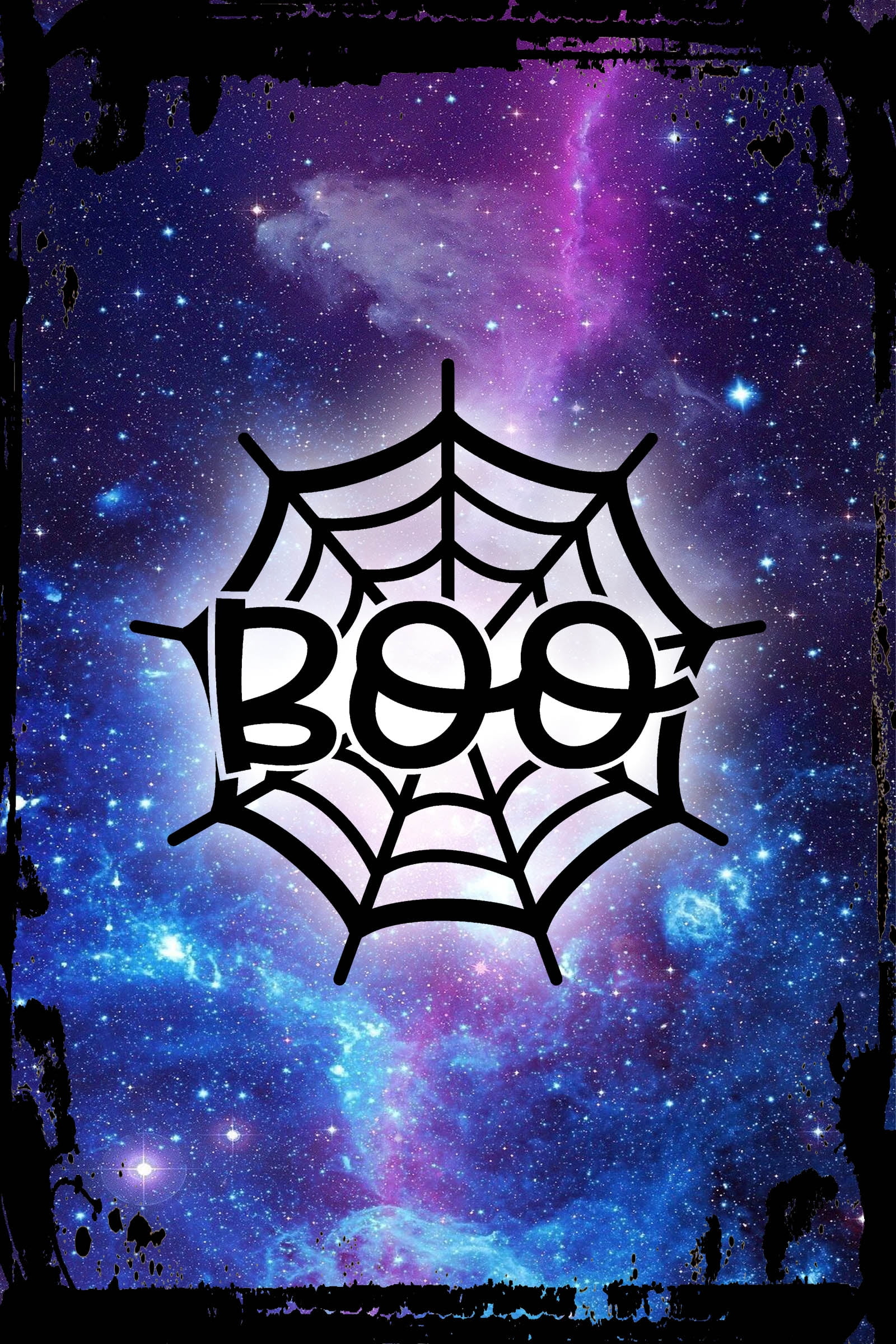 Galaxy Inspirational Wall Art Flat Canvas Wall Art Print Boo spider web ...