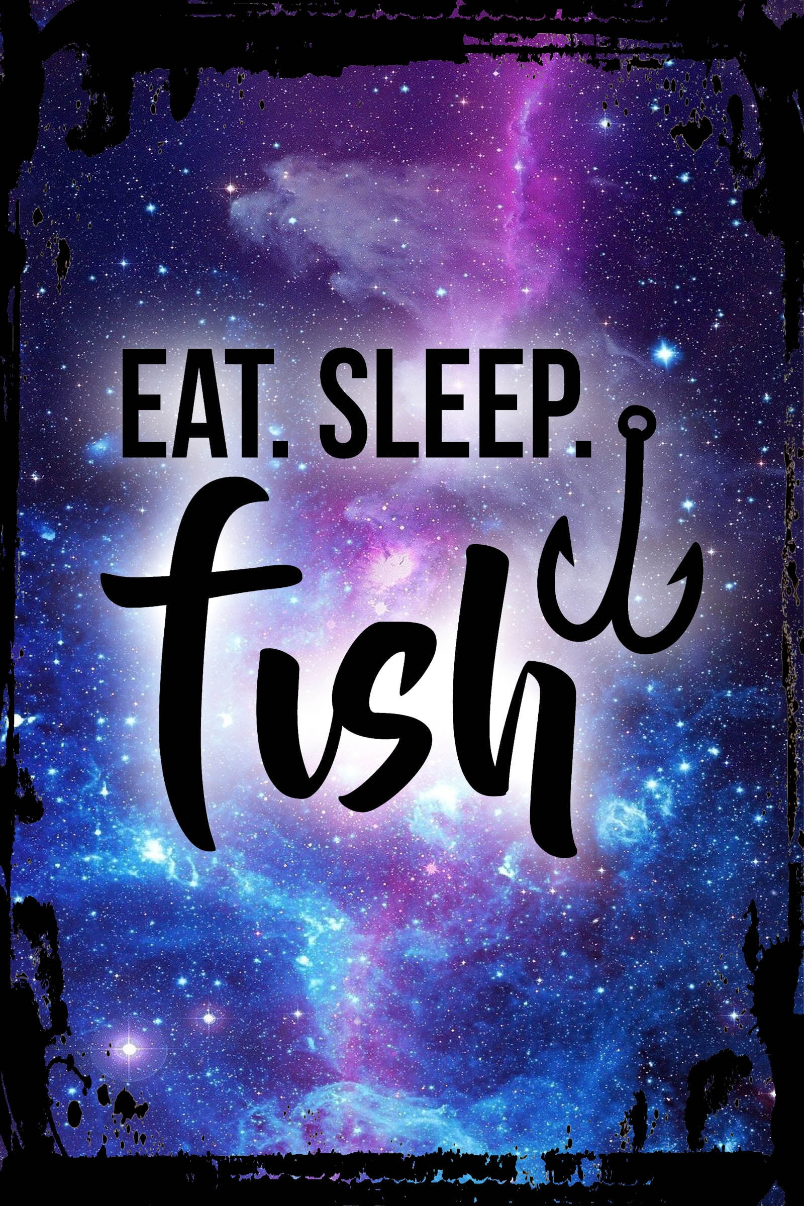 Galaxy Inspirational Wall Art Flat Canvas Wall Art Print Eat Sleep Fish ...