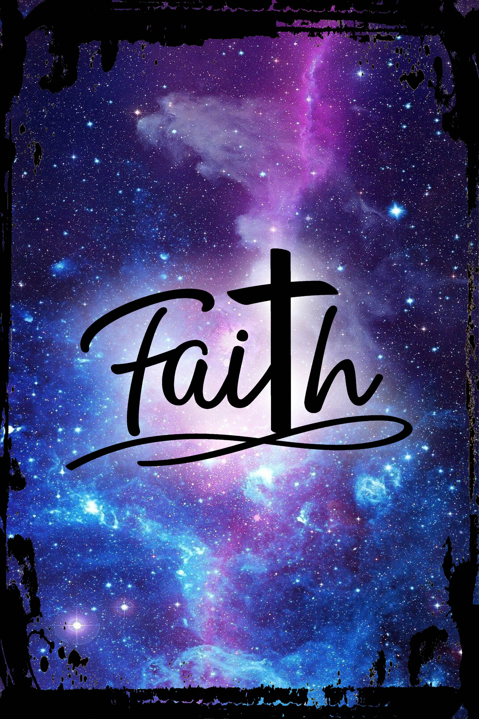 Galaxy Inspirational Wall Art Flat Canvas Wall Art Print Faith cross ...