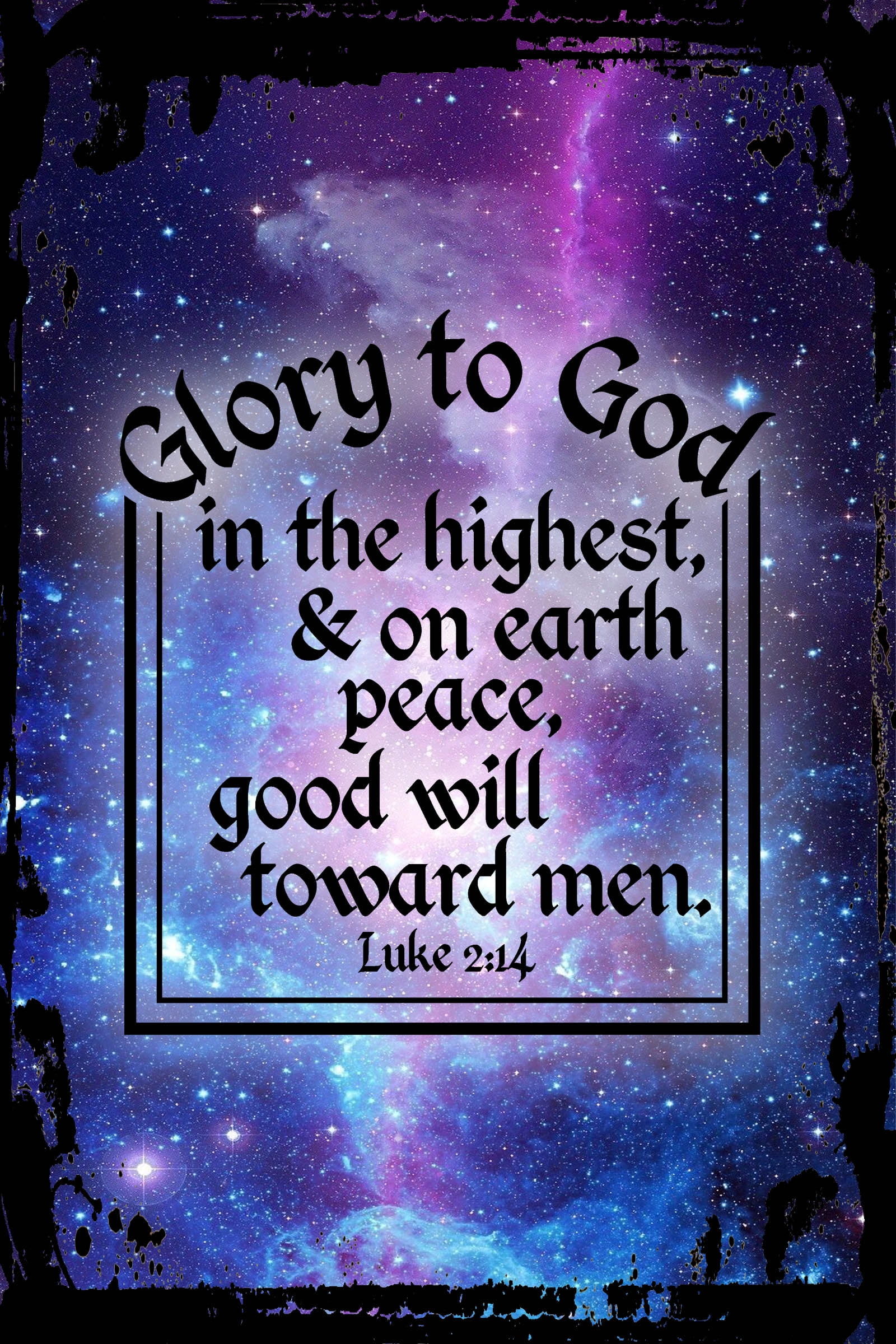 Galaxy Inspirational Wall Art Flat Canvas Wall Art Print Glory to god in the highest & on earth ...