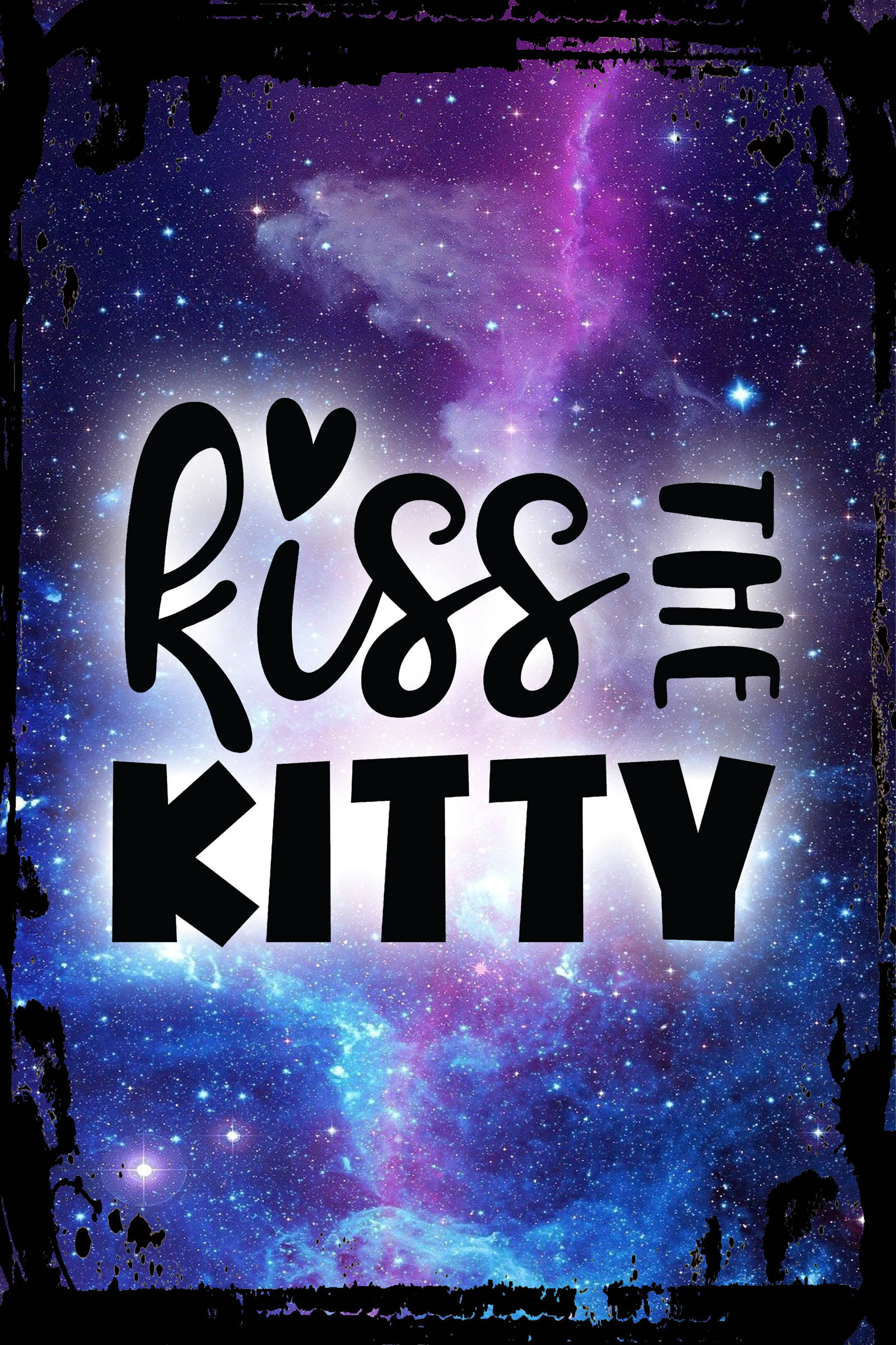 Galaxy Inspirational Wall Art Flat Canvas Wall Art Print Kiss the kitty ...