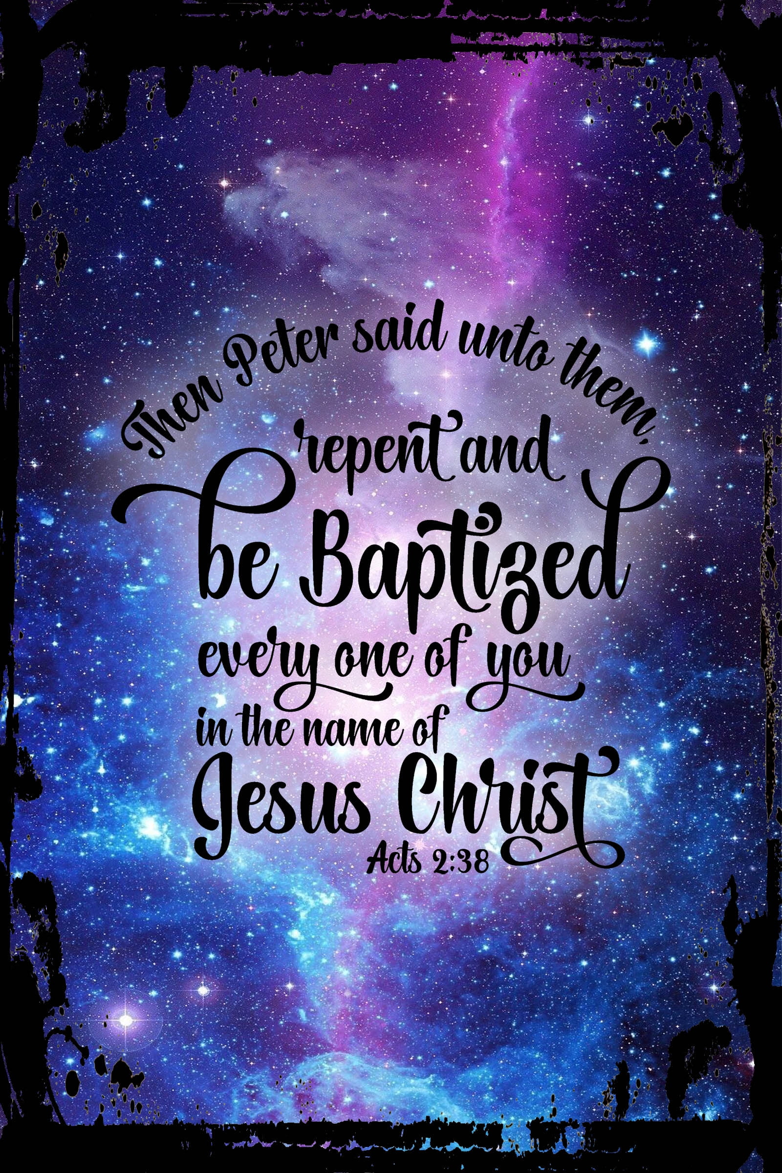 Galaxy Inspirational Wall Art Flat Canvas Wall Art Print Repent & be baptizedÃ¢â‚¬Â¦ in the name ...