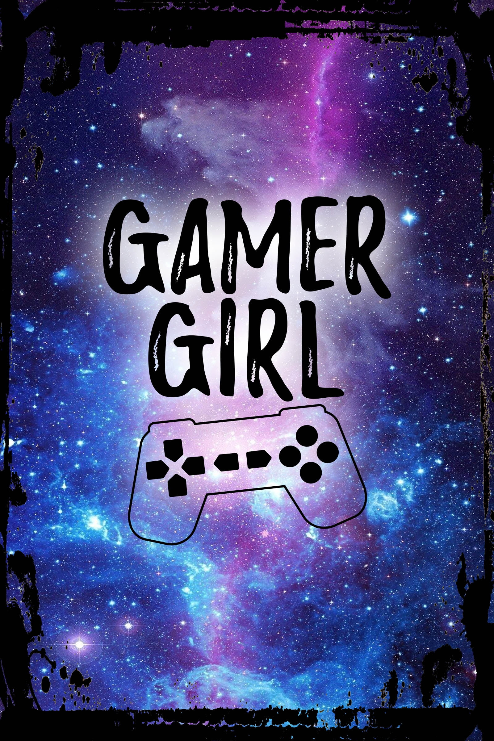 Galaxy Inspirational Wall Art Gamer Girl with Controller Female ...