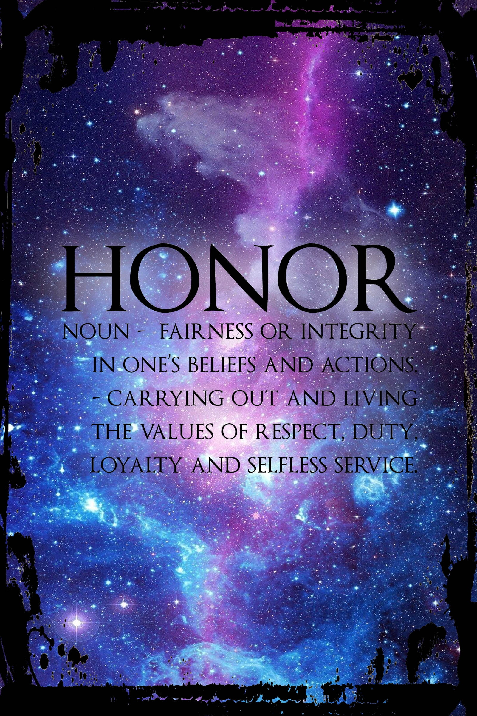 Galaxy Inspirational Wall Art Honor noun description integrity respect ...