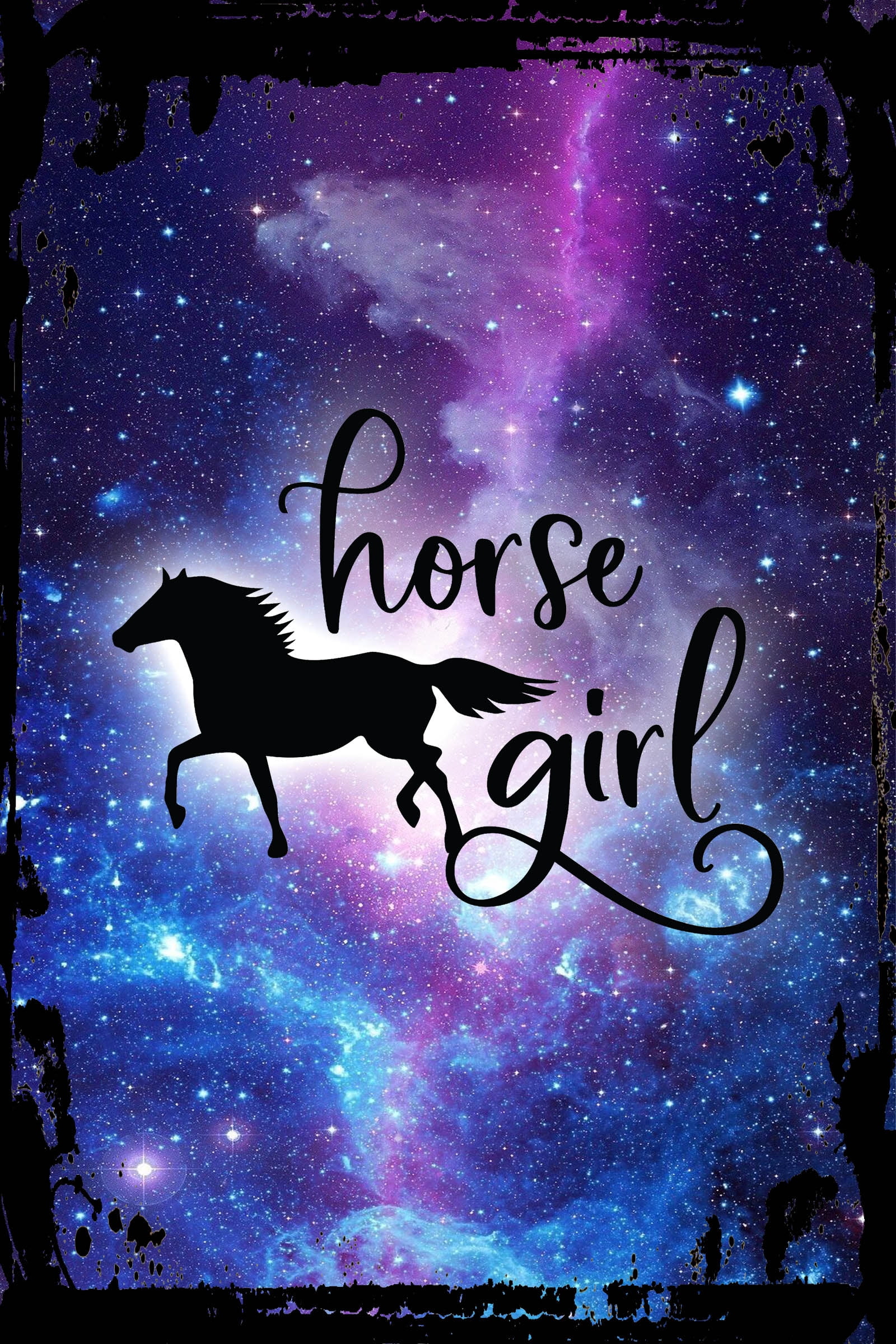 Galaxy Inspirational Wall Art Horse girl cursive silhouette rider ...