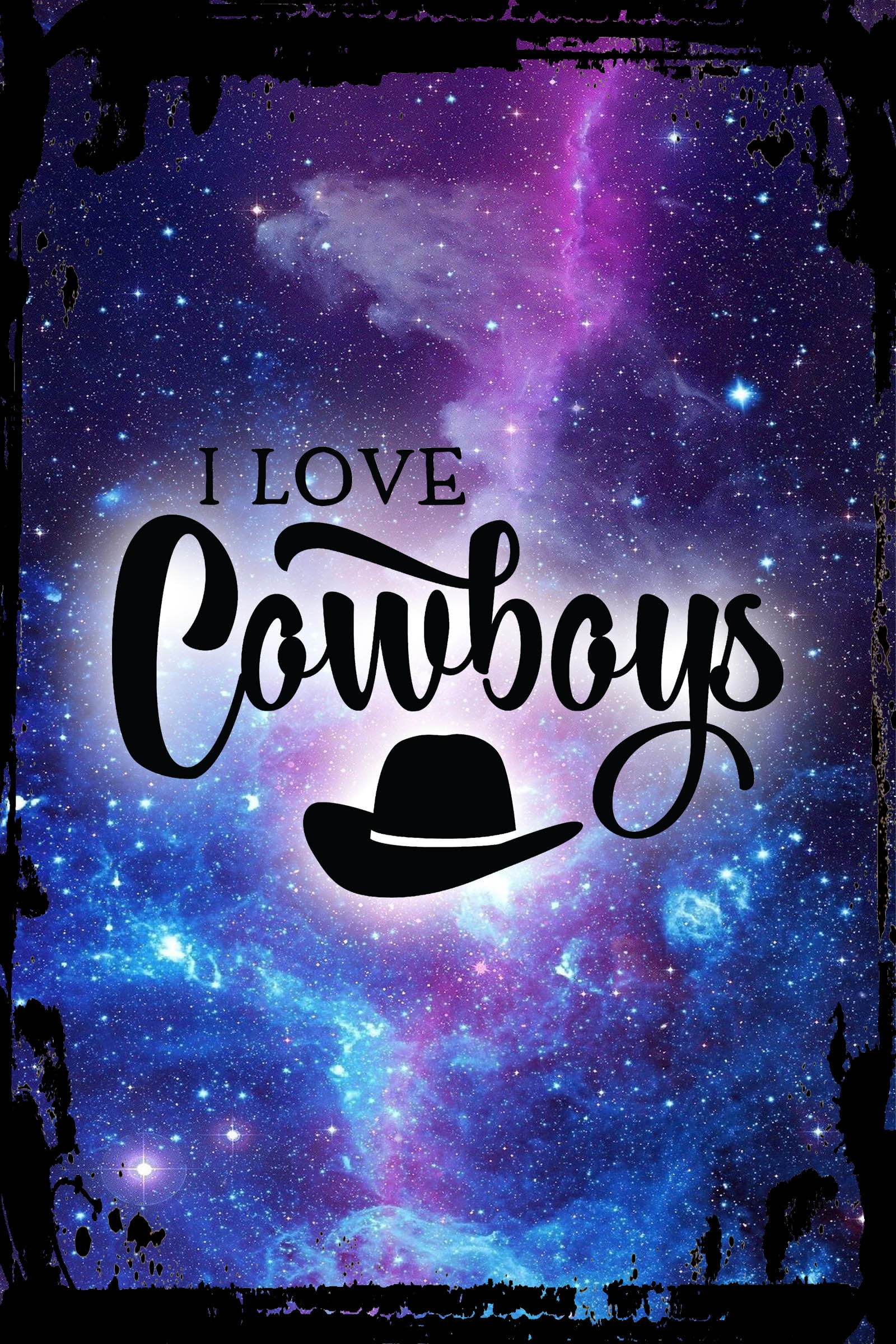 Galaxy Inspirational Wall Art I love cowboys cowboy hat cursive country ...