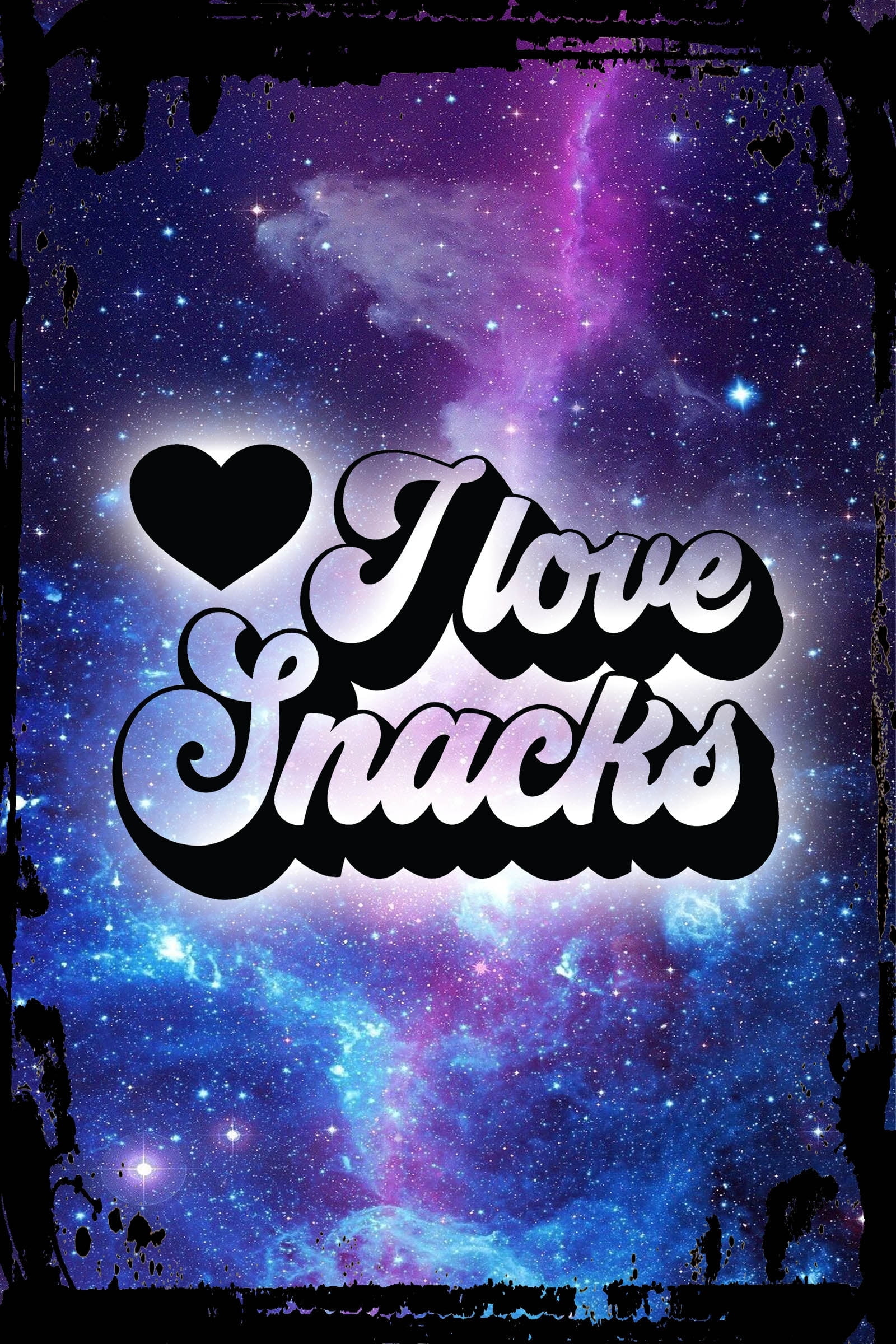 Galaxy Inspirational Wall Art I love snacks funny heart munchies food ...