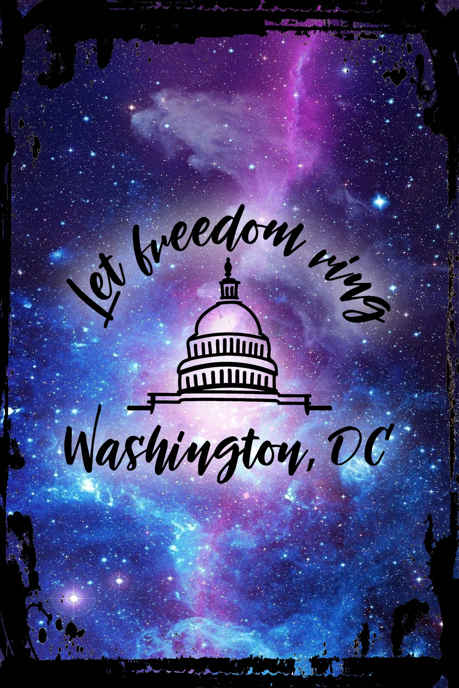 Galaxy Inspirational Wall Art Let freedom ring Washington, DC cursive ...