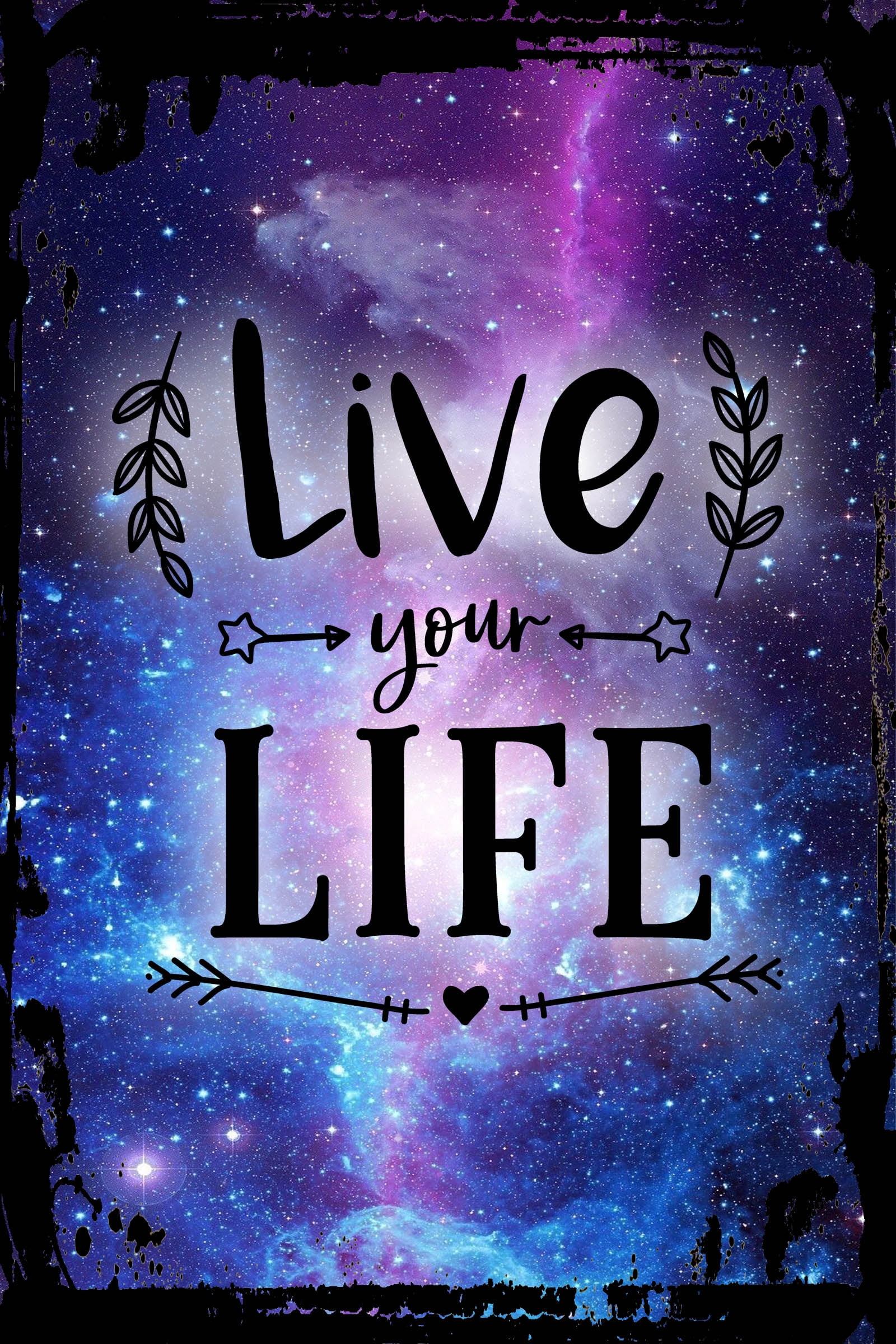 Galaxy Inspirational Wall Art Live Your Life Quote Arrows Text Art ...