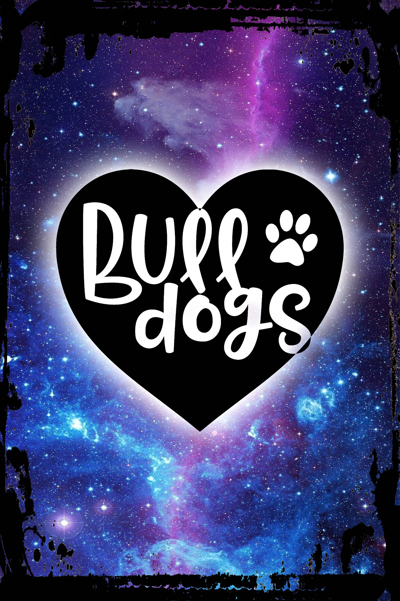 Galaxy Inspirational Wall Art Love bulldogs funky heart paw print dogs ...