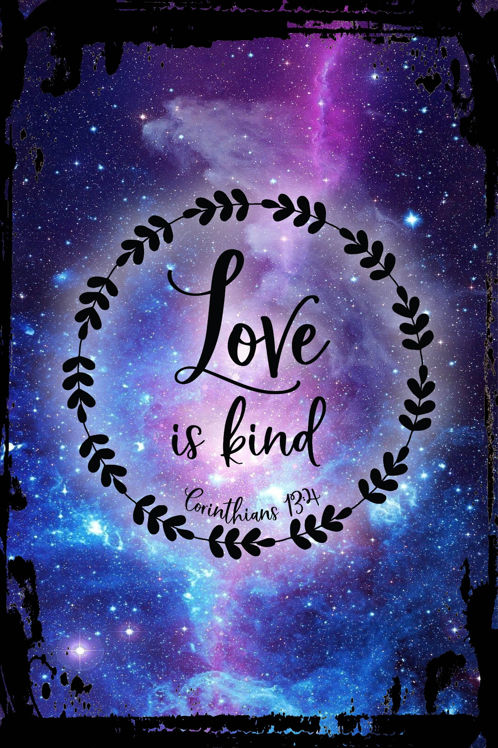 Galaxy Inspirational Wall Art Love is kind circle branch cursive ...
