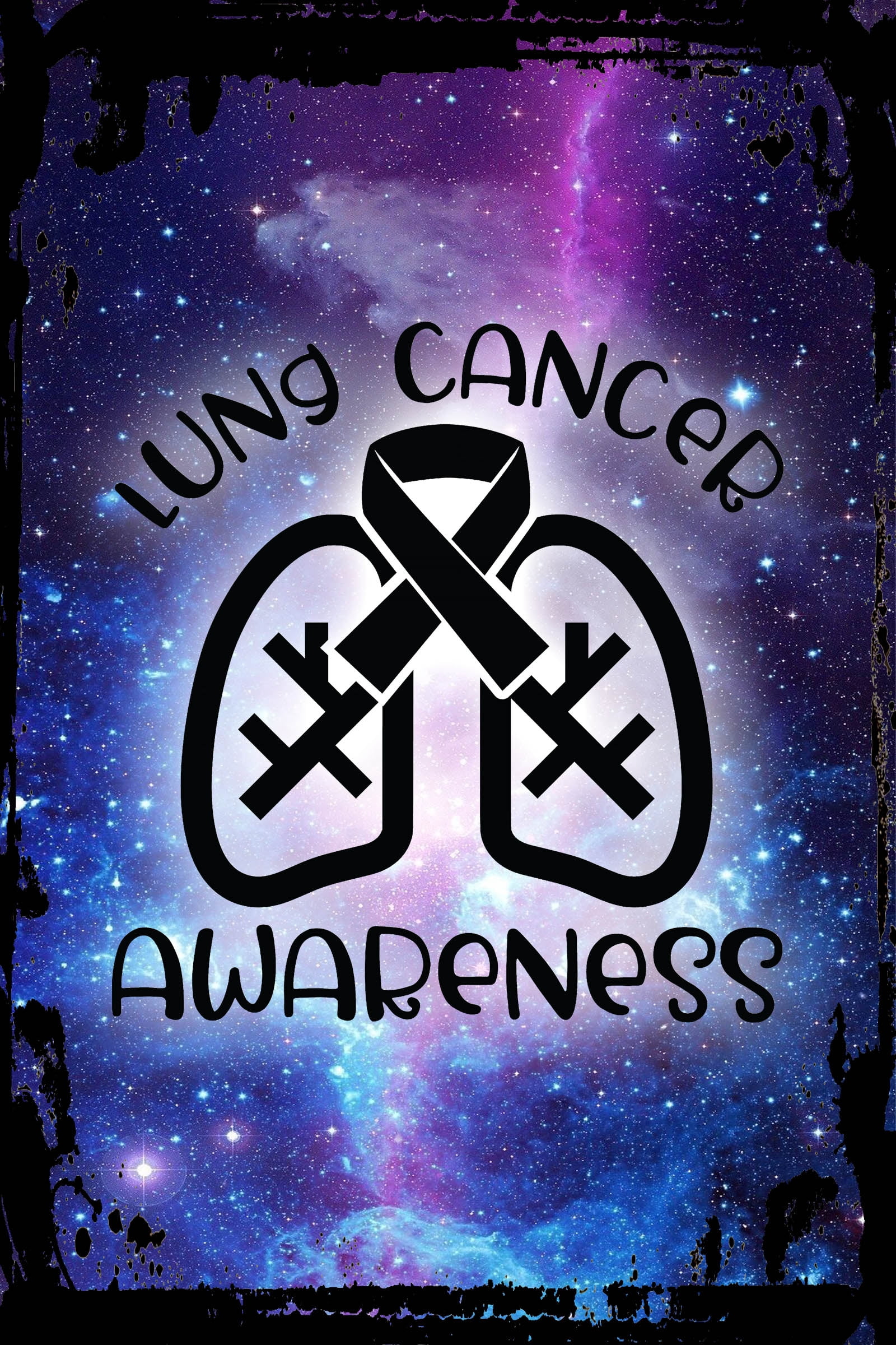 Galaxy Inspirational Wall Art Lung cancer awareness ribbon white hope ...