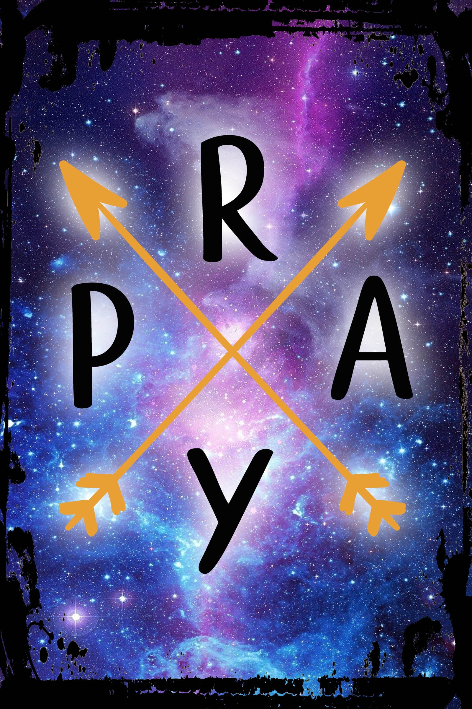 Galaxy Inspirational Wall Art PRAY Arrows Vector Art Christian Jesus ...