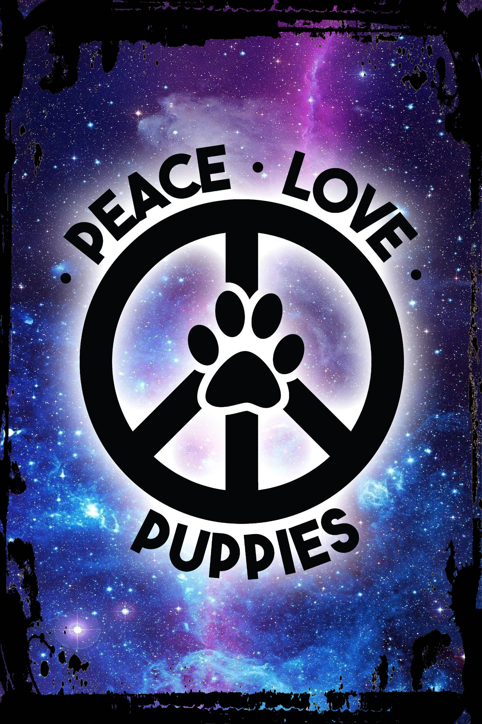 Galaxy Inspirational Wall Art Peace love puppies peace sign paw print ...