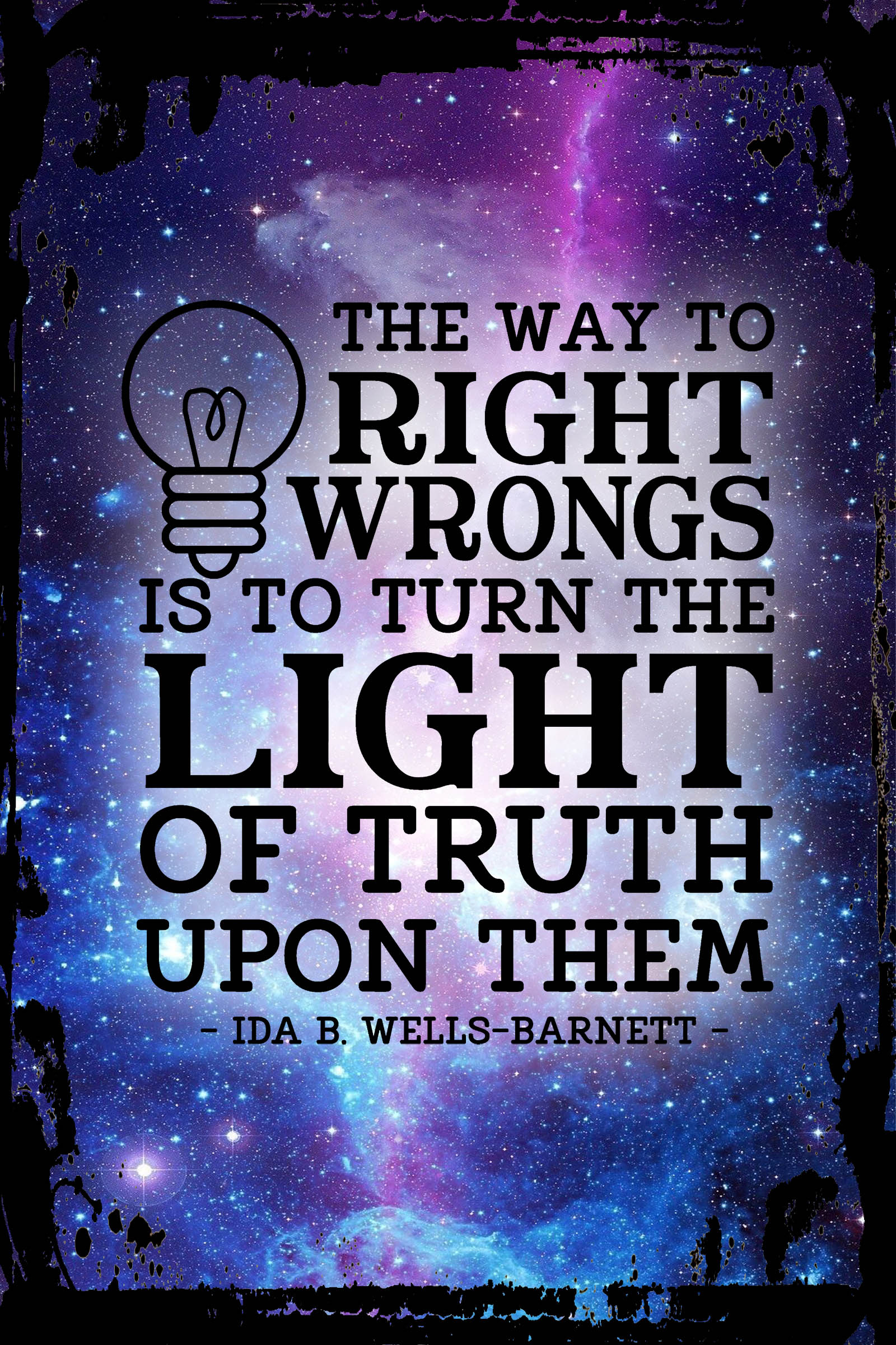Galaxy Inspirational Wall Art Turn the light of truth upon them Ida B ...
