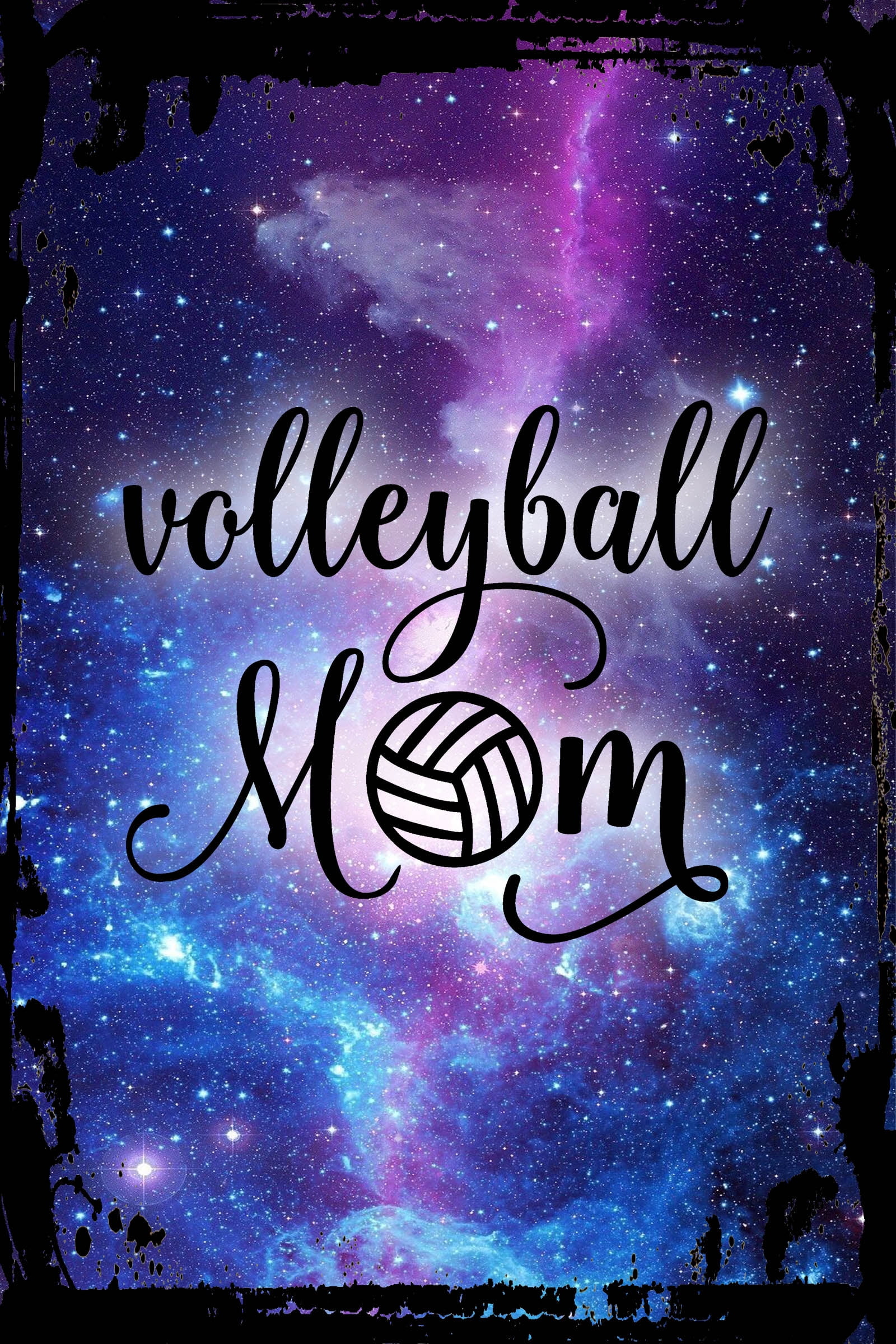Galaxy Inspirational Wall Art Volleyball mom cursive support parent ...