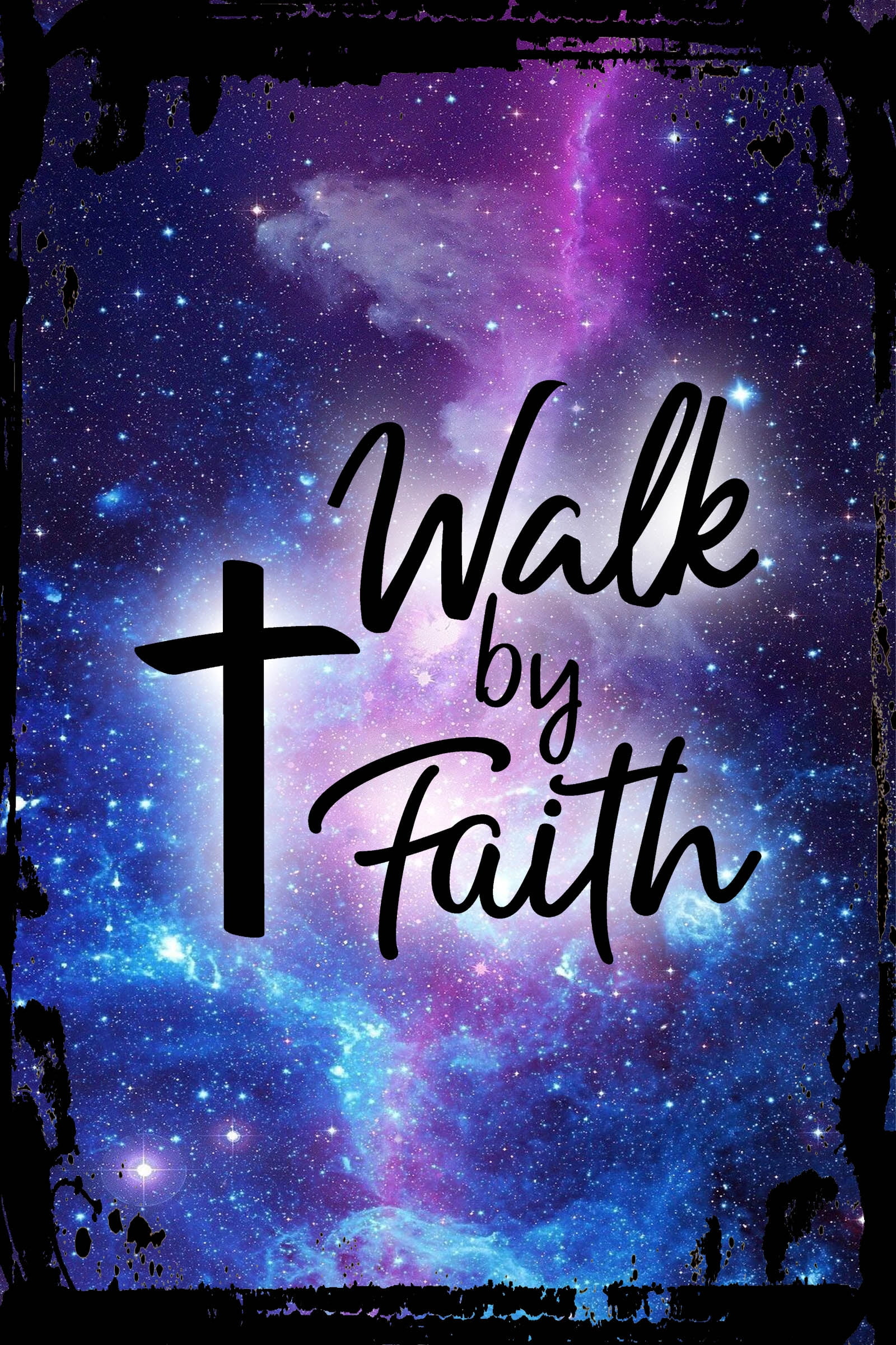 Galaxy Inspirational Wall Art Walk by faith cursive cross simple ...