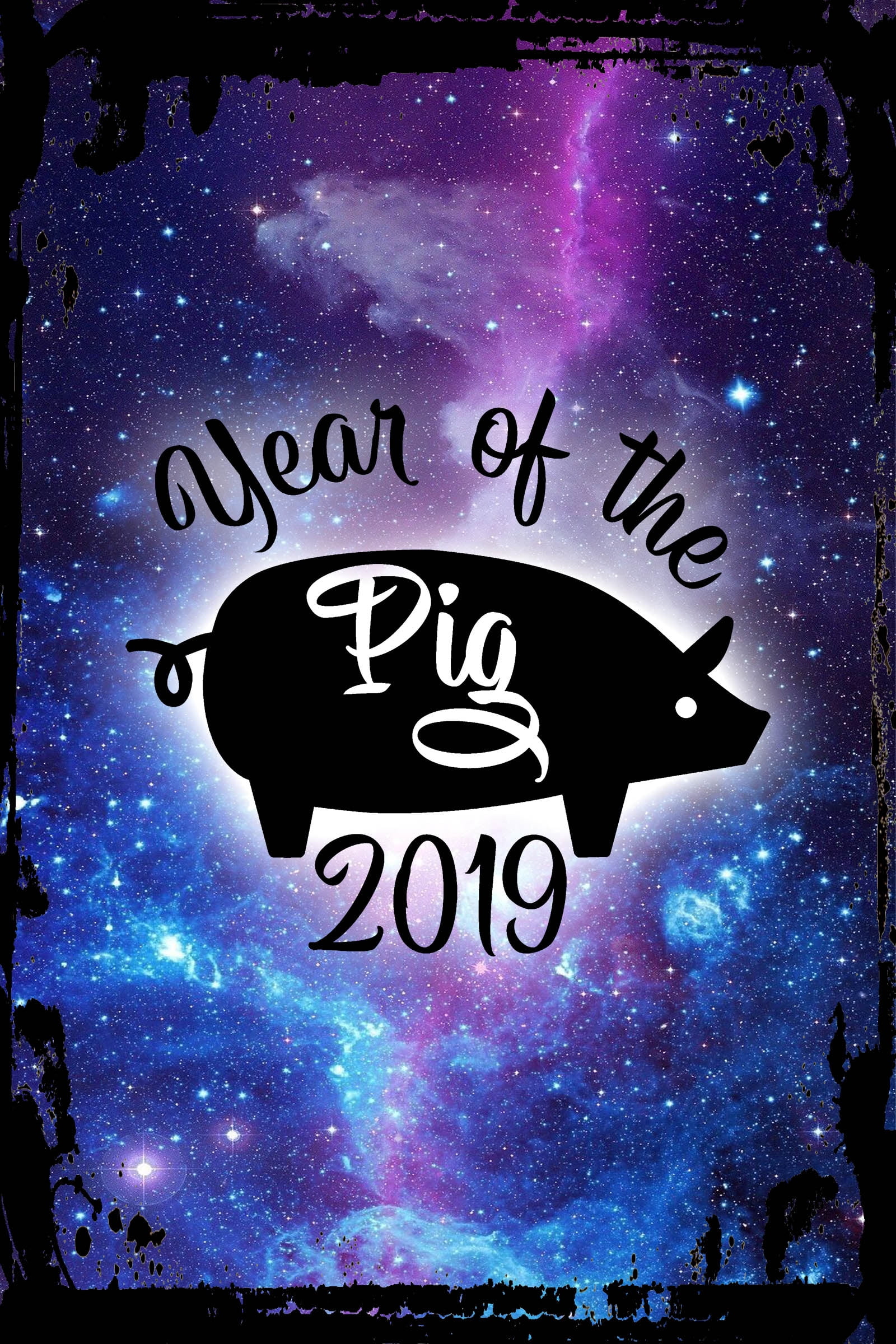 Galaxy Inspirational Wall Art Year of the pig silhouette 2019 chinese ...