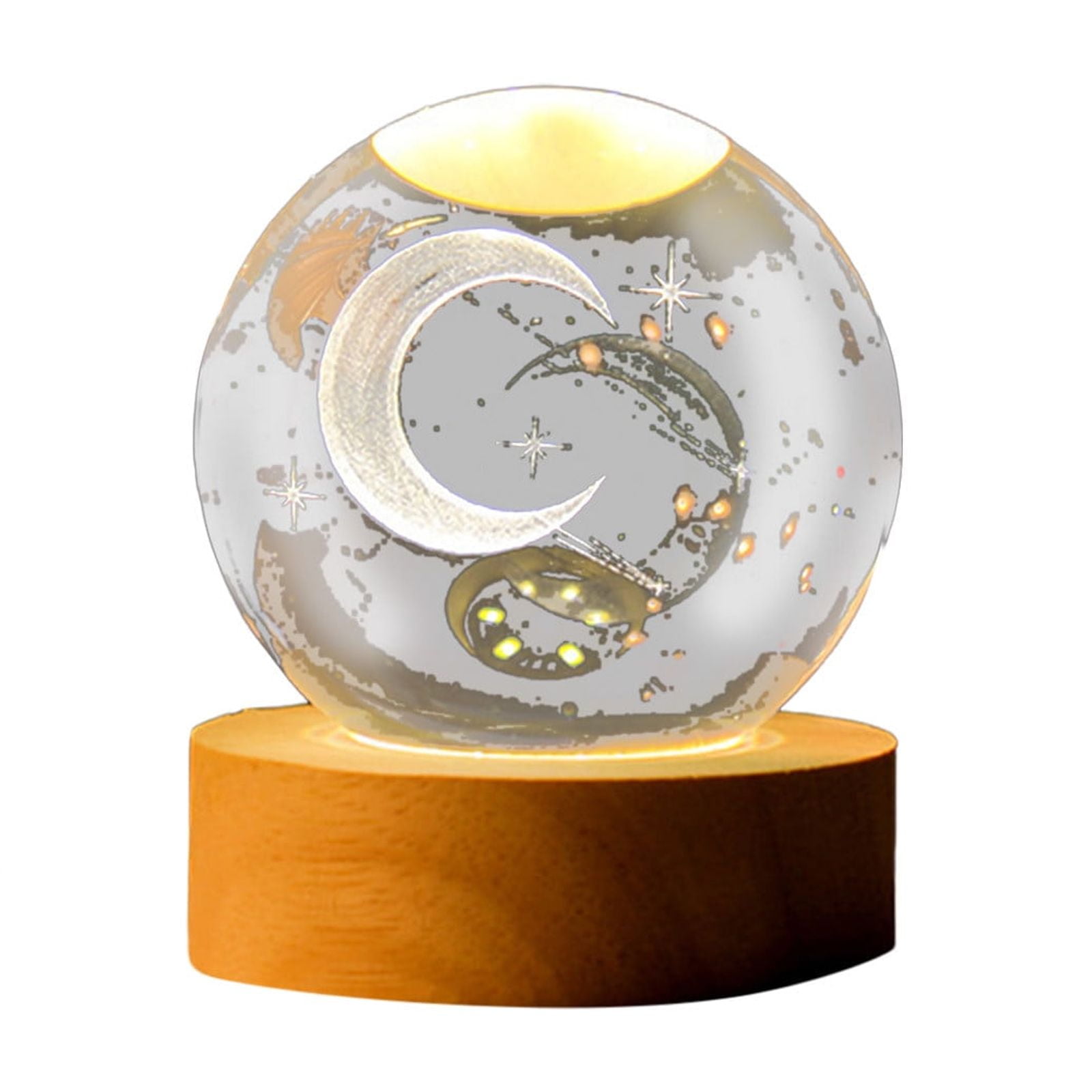 Galaxy - Inspired 3D Crystal Night Light with Color - Changing LED Base ...