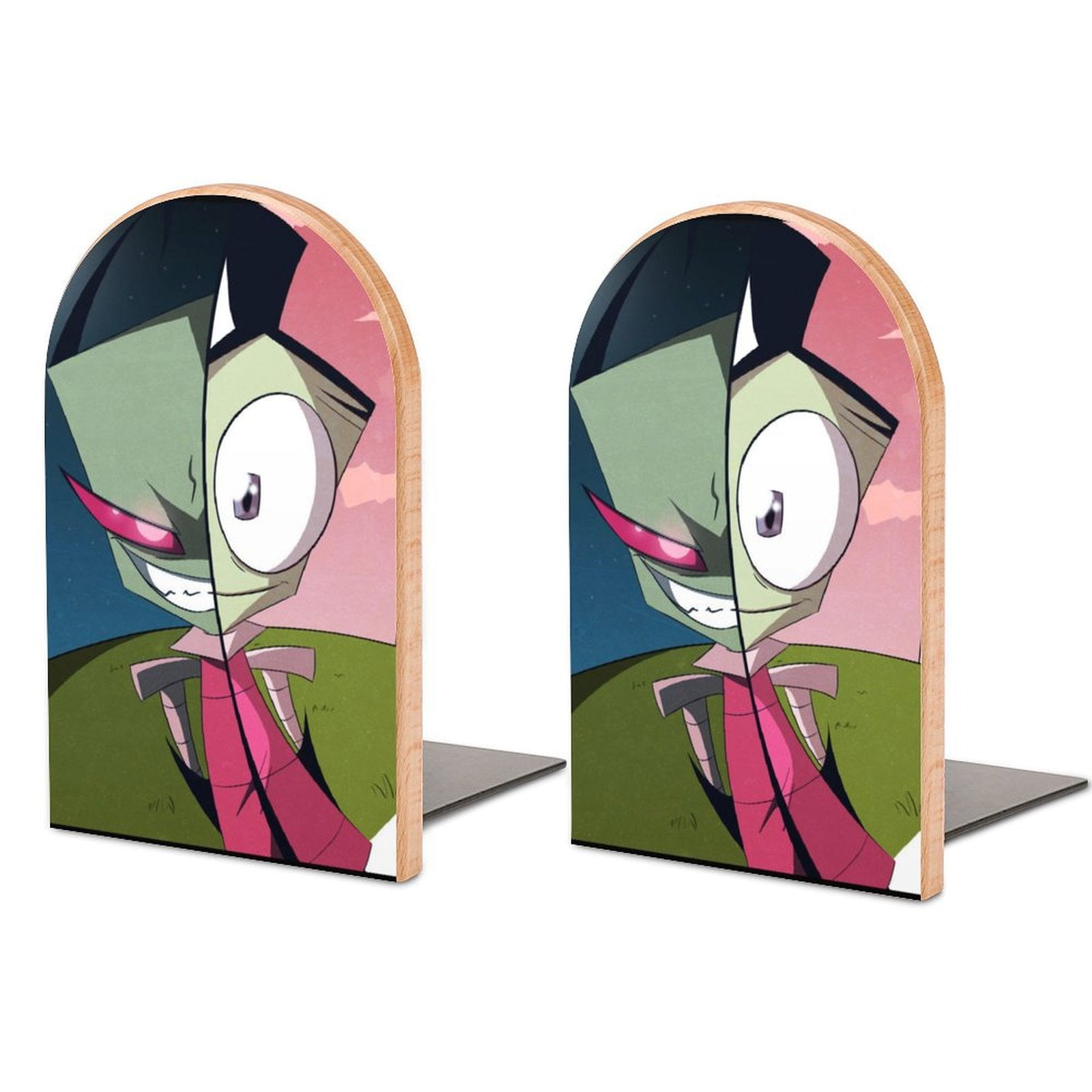 Galaxy Invader Zim Bookends Wood Book Divider Decor Shelves Non-Skid ...
