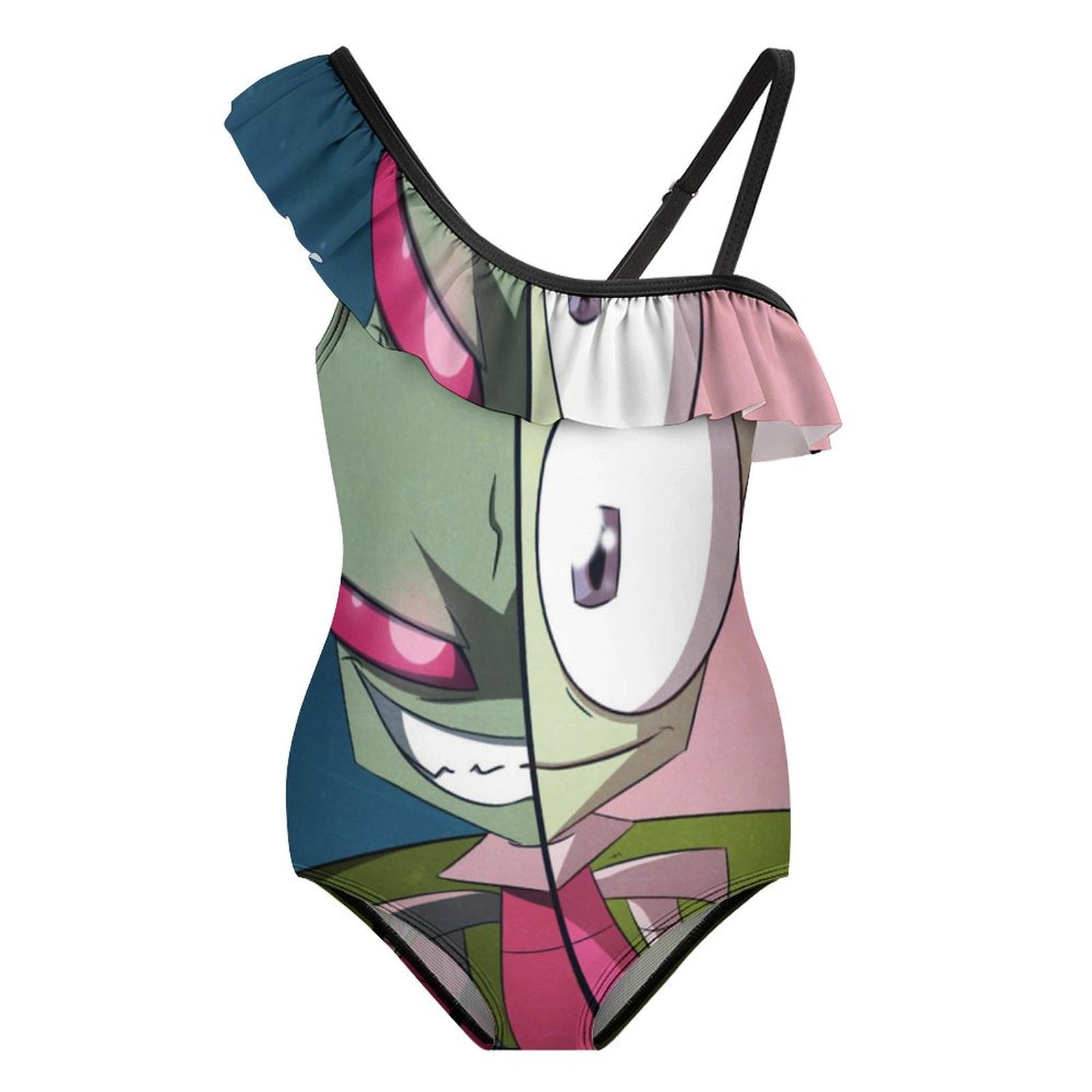 Galaxy Invader Zim One-Piece Swimsuit for Girls Adjustable One Shoulder ...