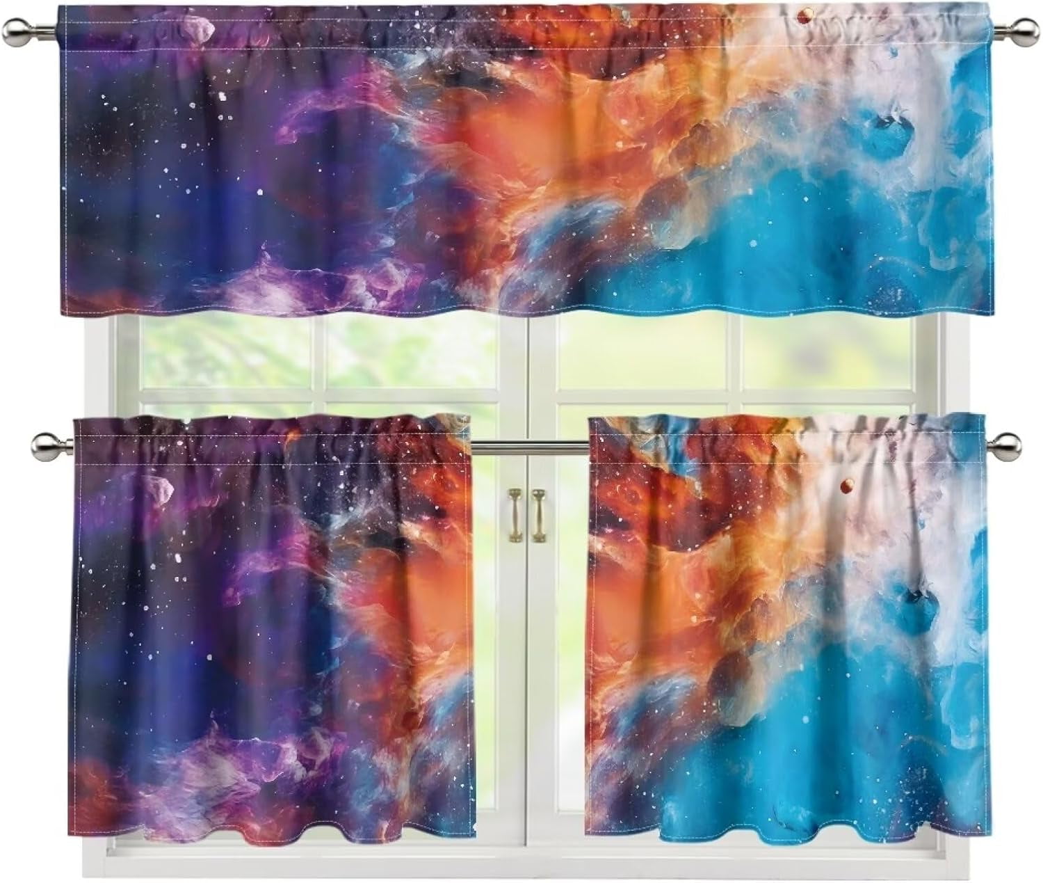 Galaxy Kitchen Curtains Sets for Windows Stain Resistant Rod Pocket ...