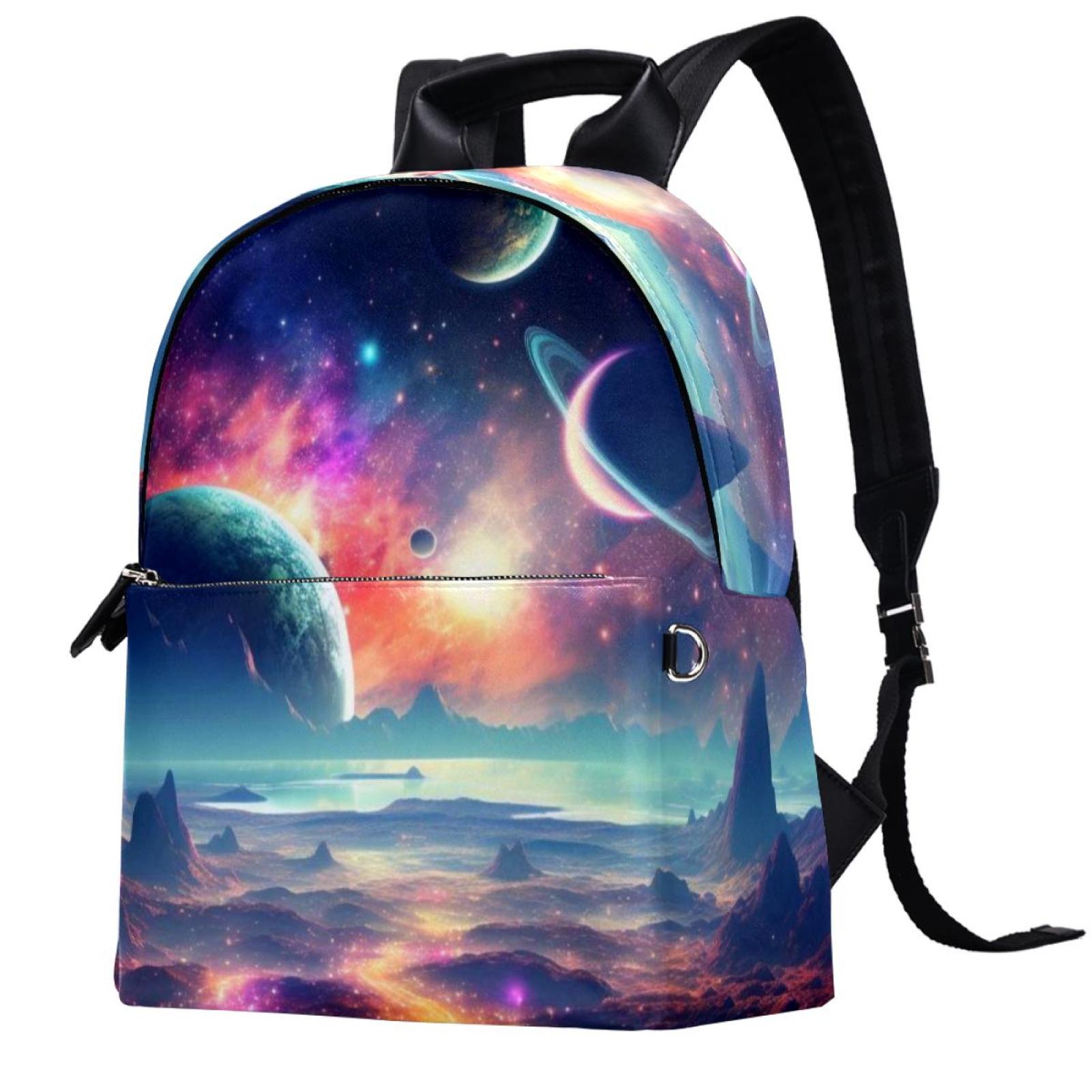 Galaxy Leather Printed Backpack with Adjustable Shoulder Straps, Large ...