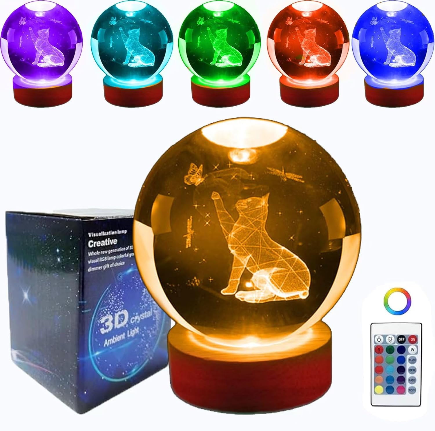 Galaxy Light, 3.15 Inch 3D Solar System Crystal Ball Night Light, 16 ...