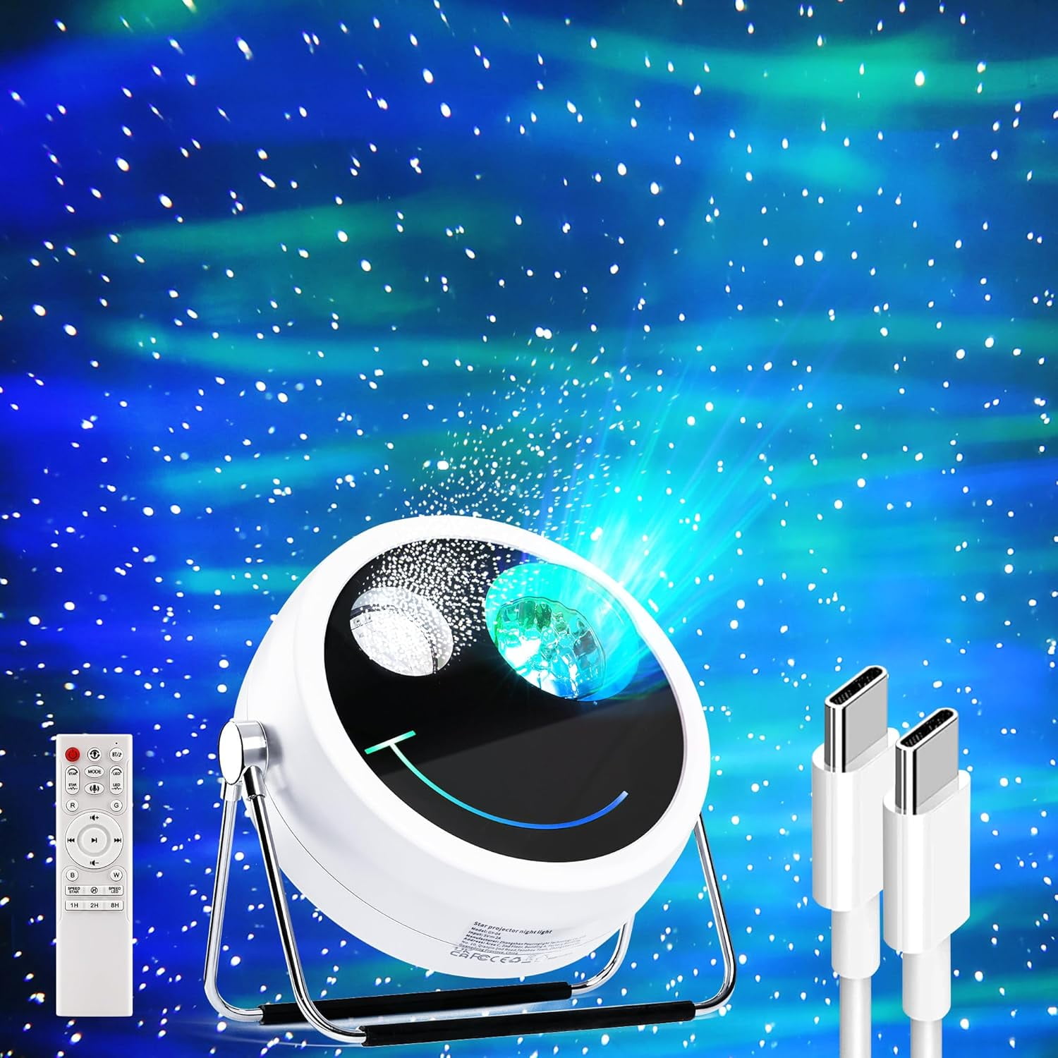 Galaxy Light Star Projector, USB C White Starry Projector with PD Power ...