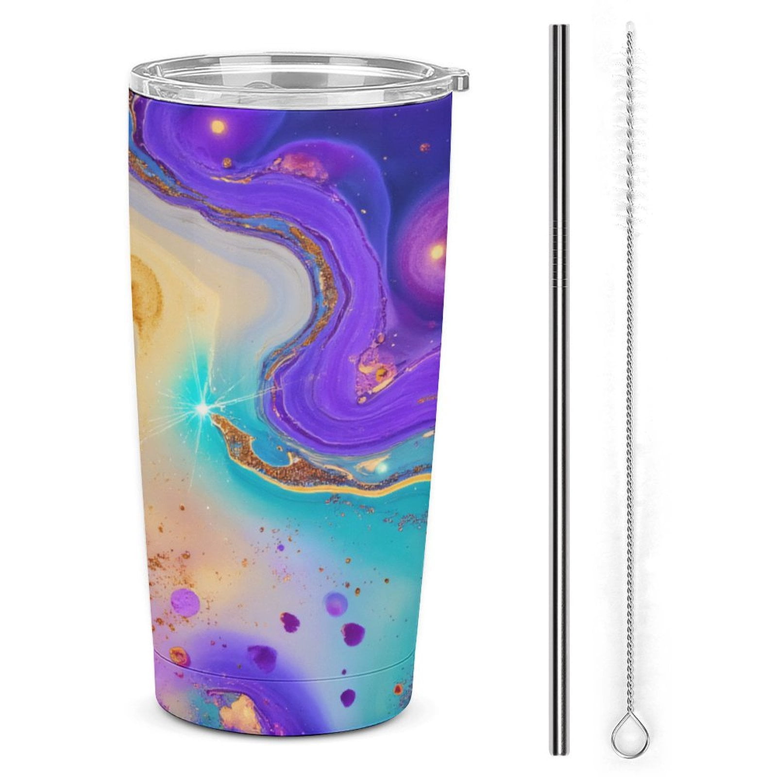 Galaxy Marble Splash Tumbler with Lids And Straws Insulated Cup ...