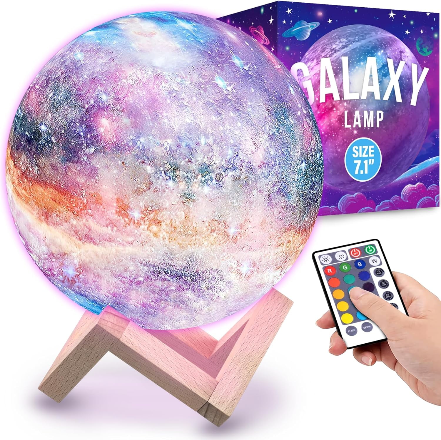 Galaxy Moon Lamp with Multi Colors, Touch/Remote, Wood Stand - Teen ...