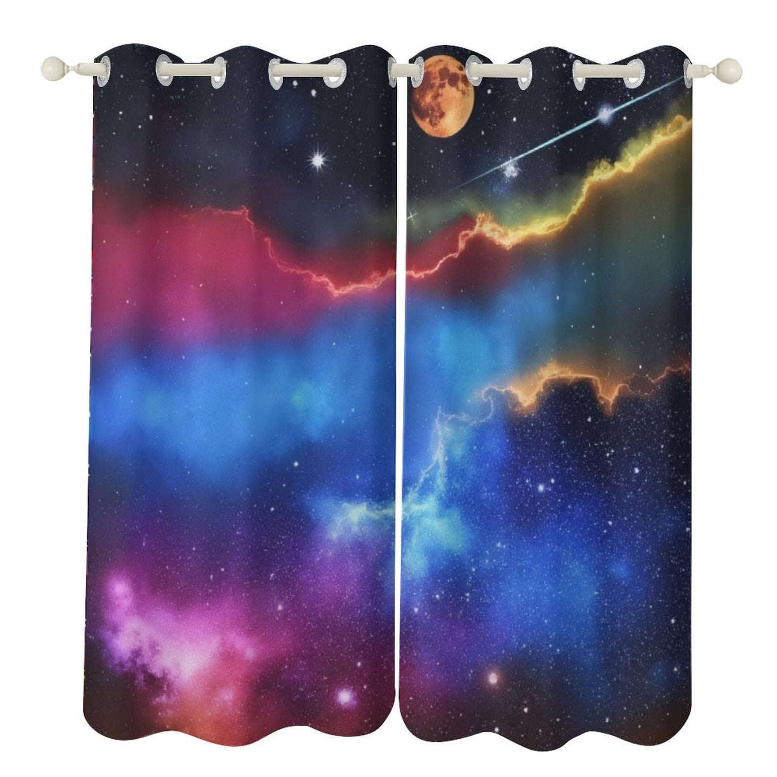 Galaxy Moonlight Dream-1 Blackout Window Curtains for Bedroom Living ...