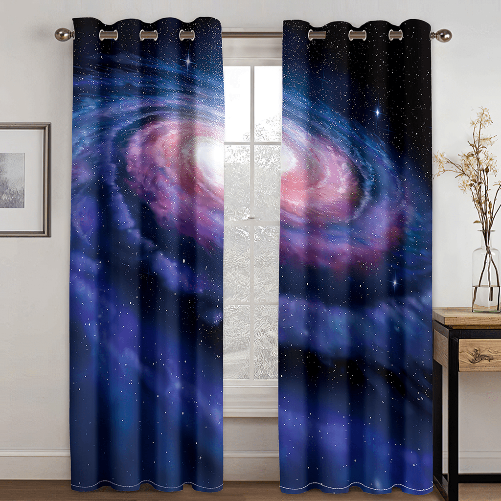 Galaxy Mystery Outer Space Star Nebula Sky Boy Kid's Window Curtains ...