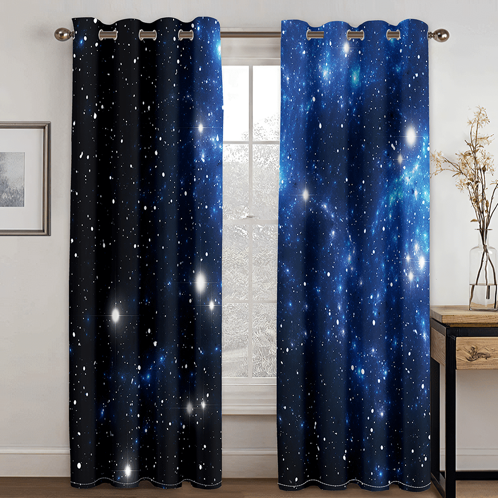 Galaxy Mystery Outer Space Star Nebula Sky Boy Kid's Window Curtains ...