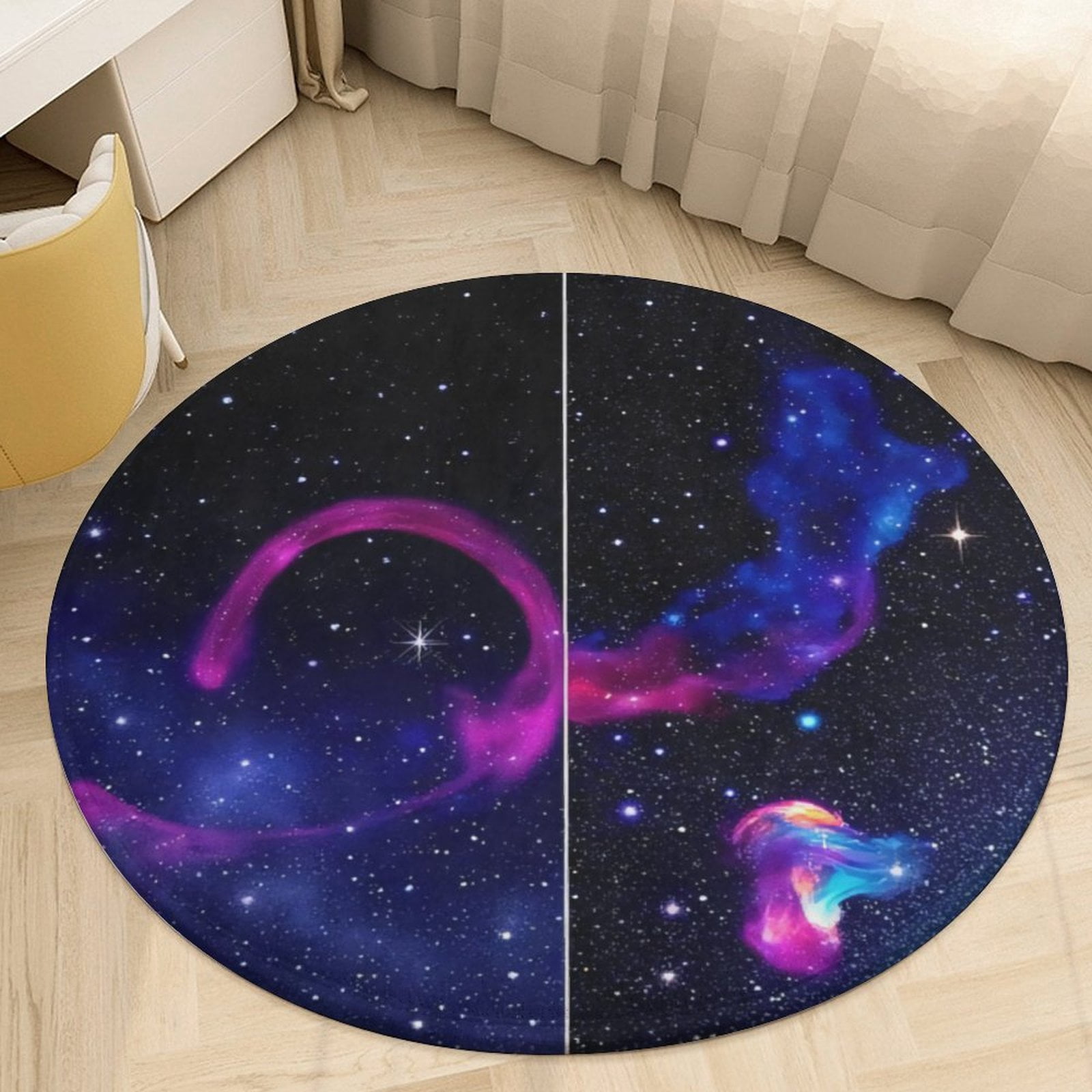 Galaxy Nebula Art Print-2 Round Area Rugs for Bedroom Living Room, 5FT ...