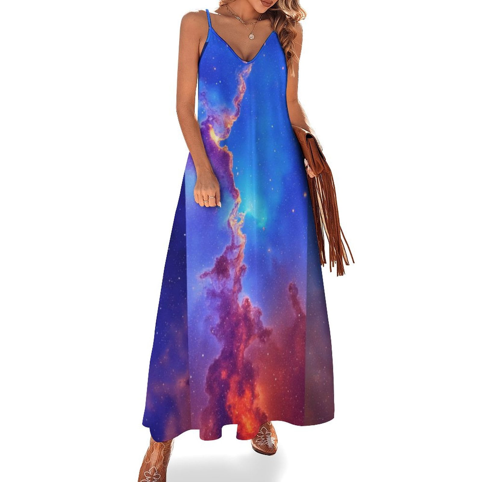 Galaxy Nebula Art Print Sleeveless Dress Woman Fashion Long Dresses ...
