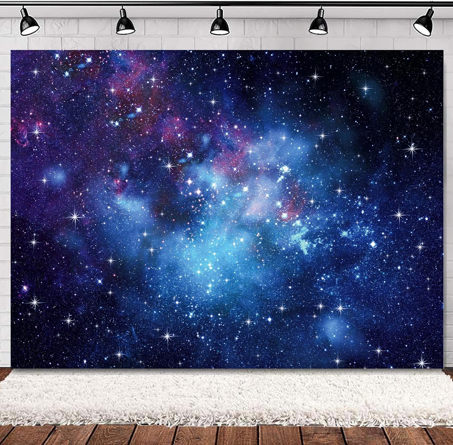 Galaxy Nebula Backdrop Star Night Sky Blue Outer Space Universe Stars ...