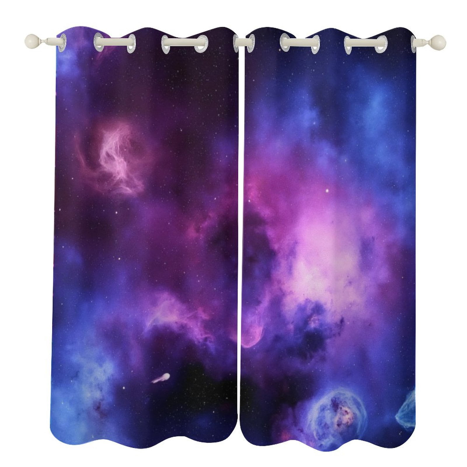 Galaxy Nebula Dream 2 Panels 3D Printing Pattern Curtain for Bedroom ...