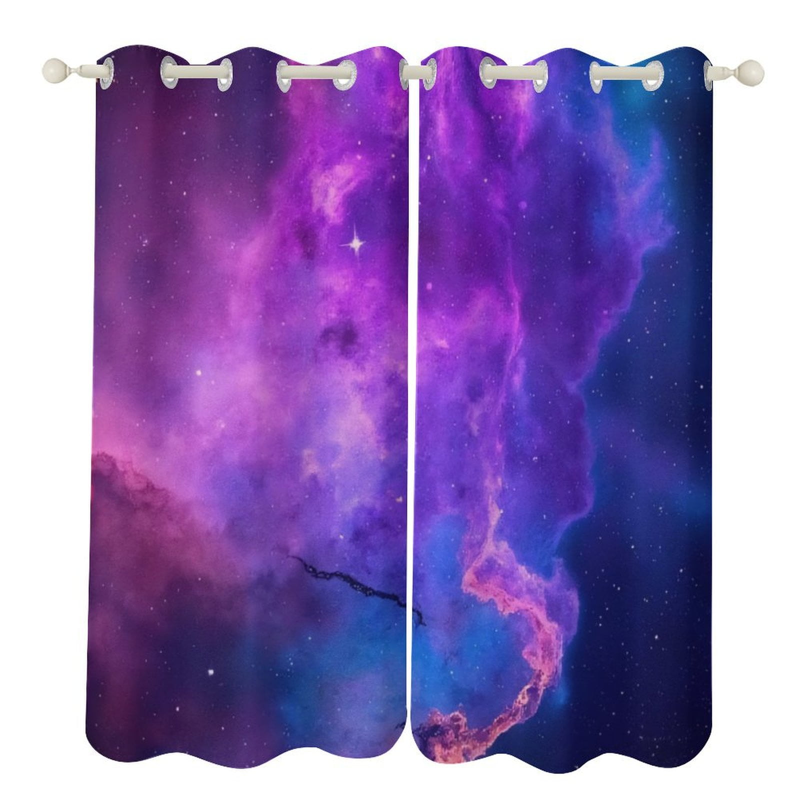 Galaxy Nebula Dream 2 Panels 3D Printing Pattern Curtain for Bedroom Living Room Kitchen Window ...