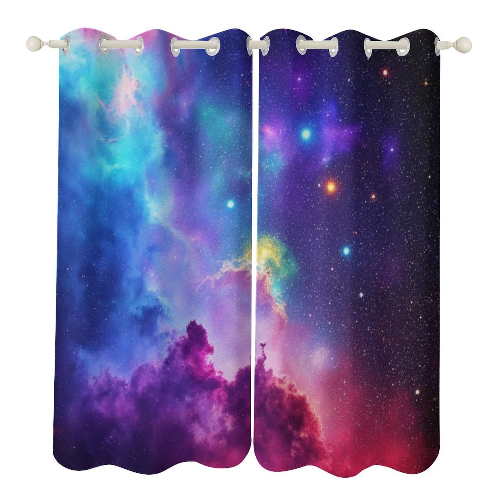Galaxy Nebula Dream 2 Panels Curtains for Bedroom Living Room Drapes ...