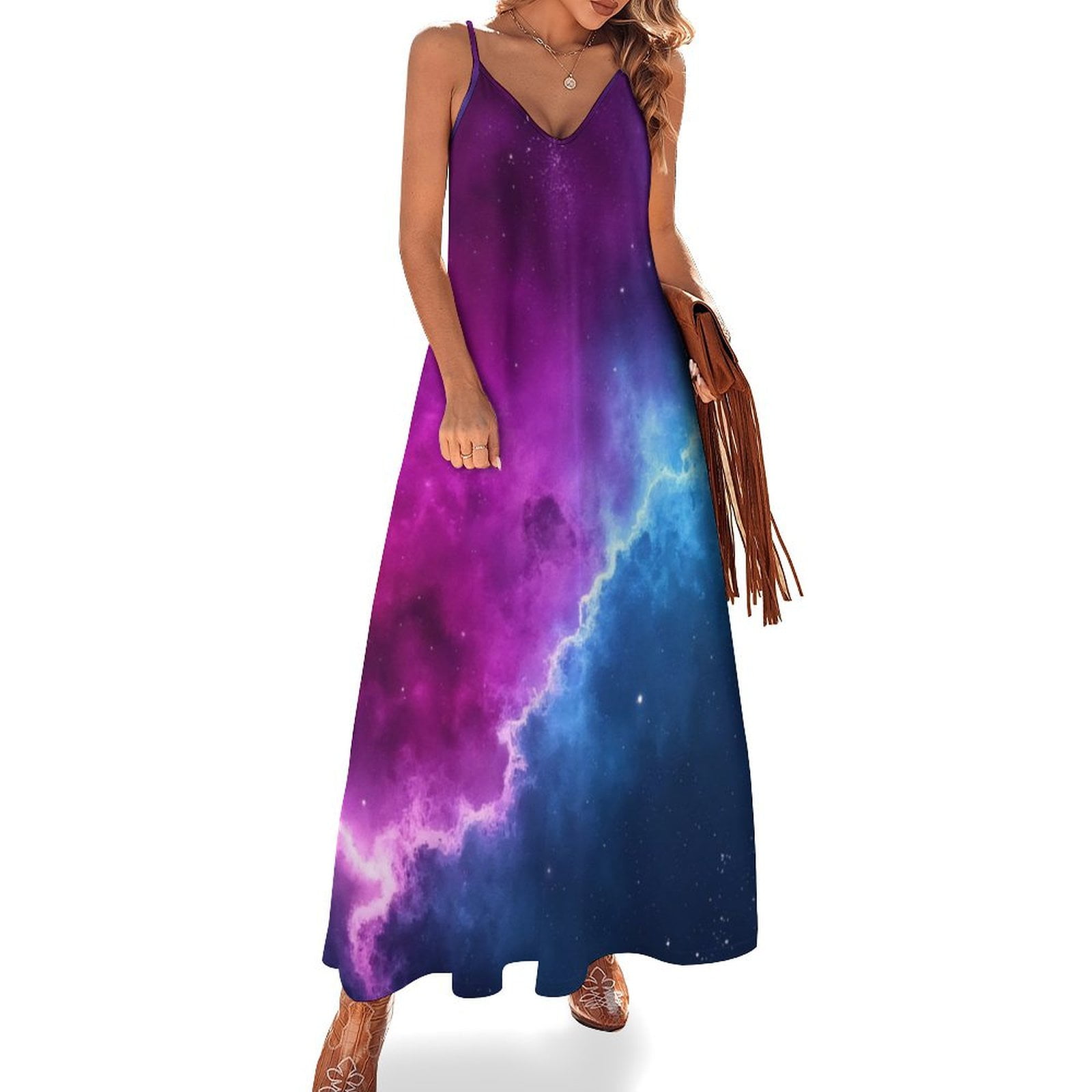 Galaxy Nebula Dream-3 Sleeveless Dress Woman Fashion Long Dresses Women ...